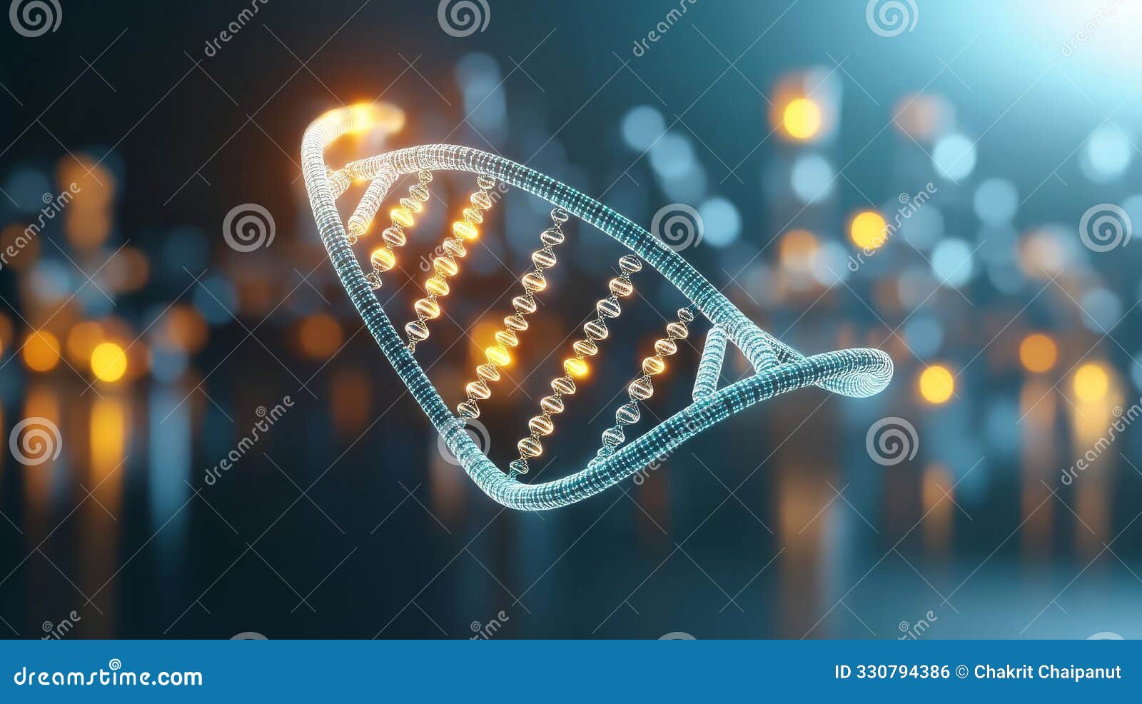 Floating Holographic DNA Helix with Glowing Epigenetic Tags, Vibrant ...