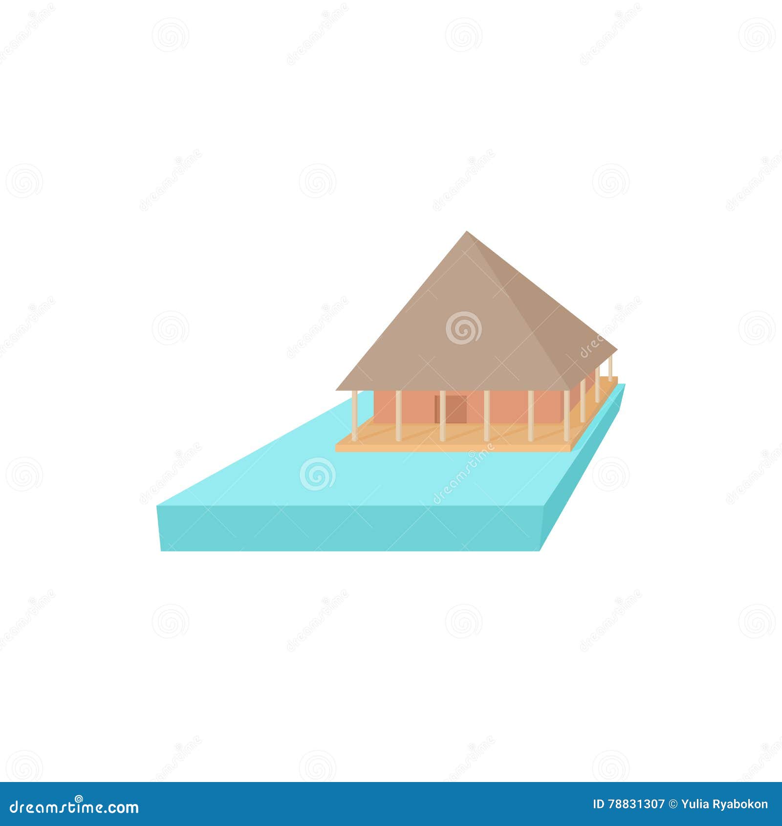 Floating House Structure. Swimming Building Cartoon Vector ...