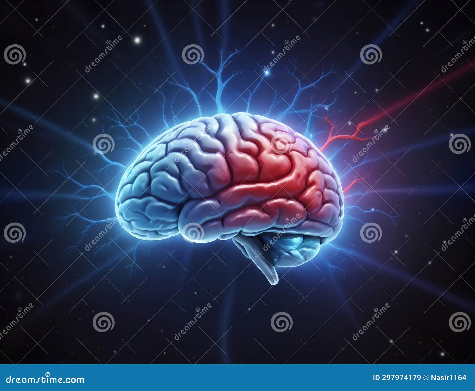 A Floating Human Brain Encircled by Celestial Objects, Revealing the ...