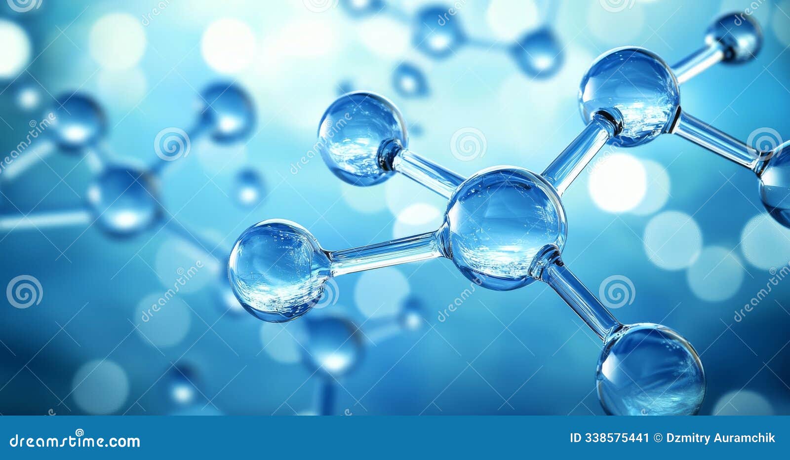 Floating Hydrogen Molecules on a Blue Background - Element H2 Stock ...
