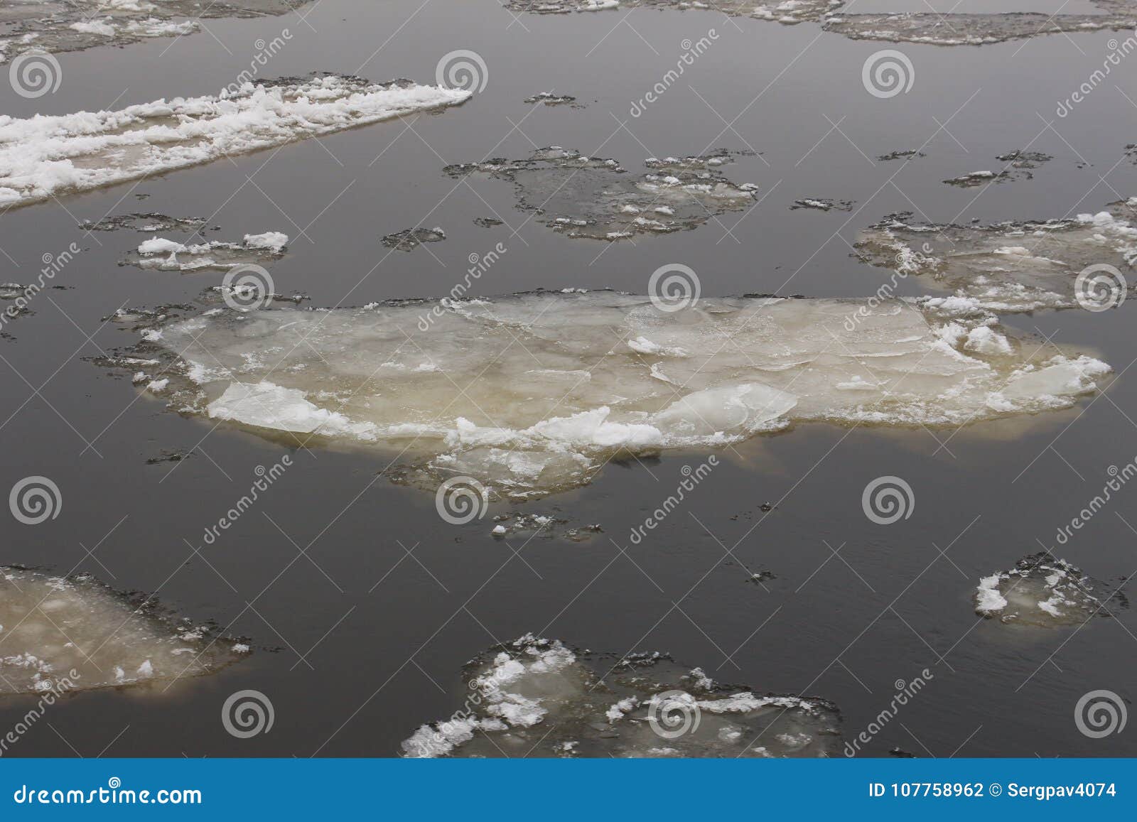 Floating Ice Along the River Stock Photo - Image of outdoors ...