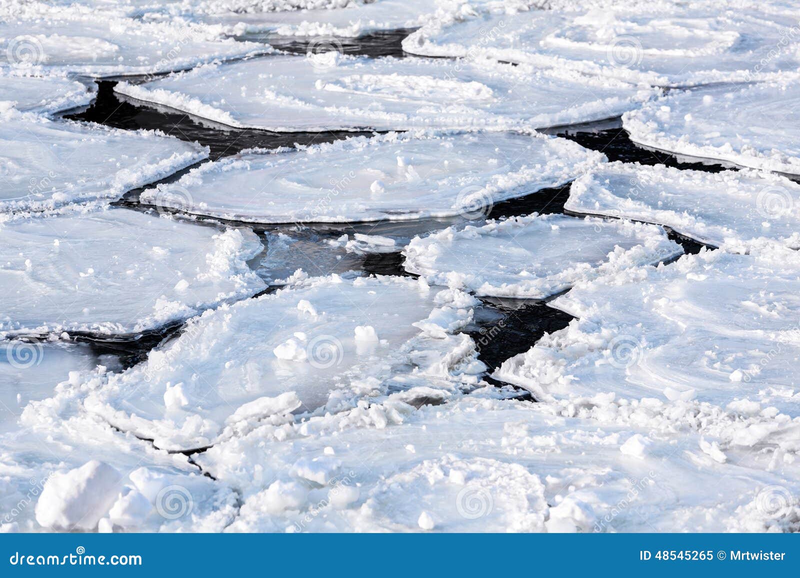 Floating ice in the river stock image. Image of season - 48545265