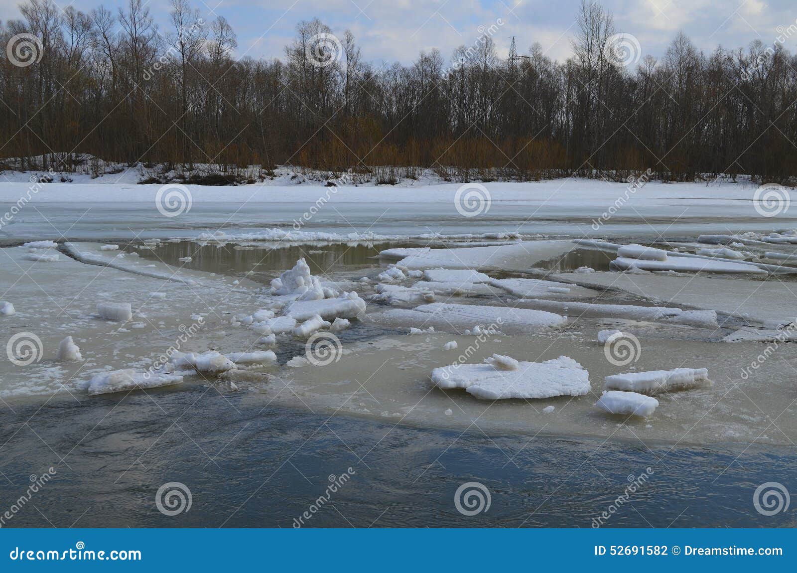 Floating of Ice on the River Stock Photo - Image of river, water: 52691582