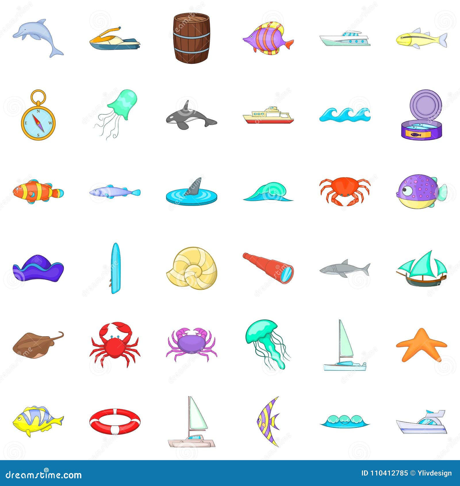 Floating Icons Set, Cartoon Style Stock Vector - Illustration of ...