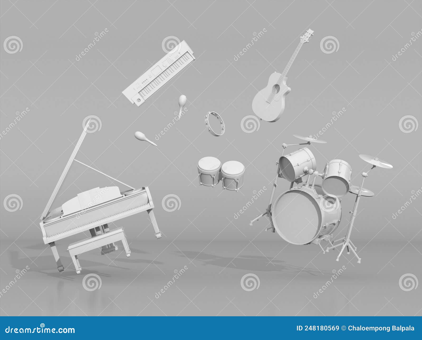 Floating Instruments on White Background. Stock Illustration ...