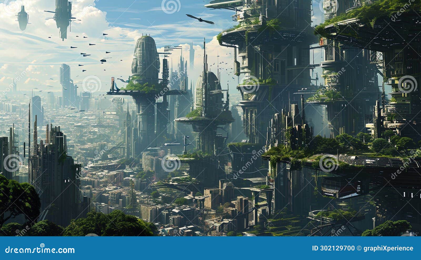 Floating Island Cities stock illustration. Illustration of sunset ...