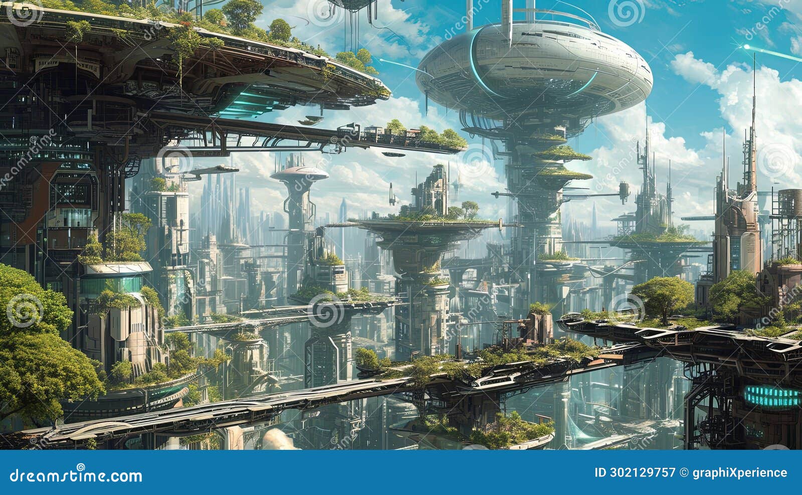 Floating Island Cities stock illustration. Illustration of travel ...