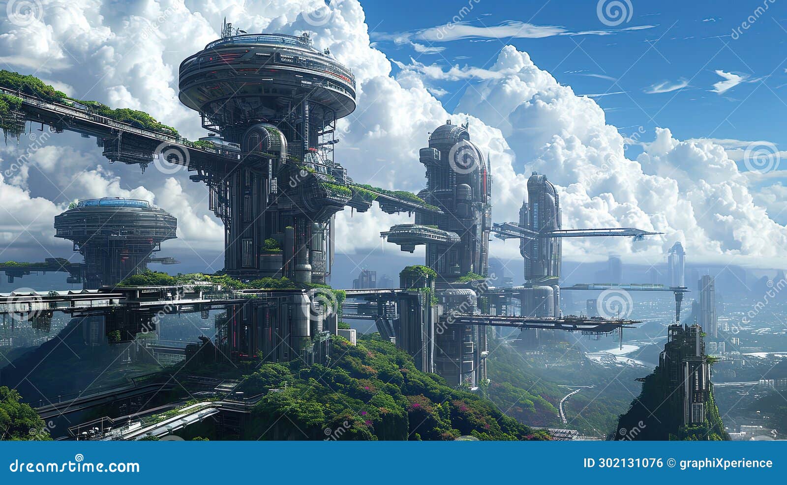 Floating Island Cities stock illustration. Illustration of island ...