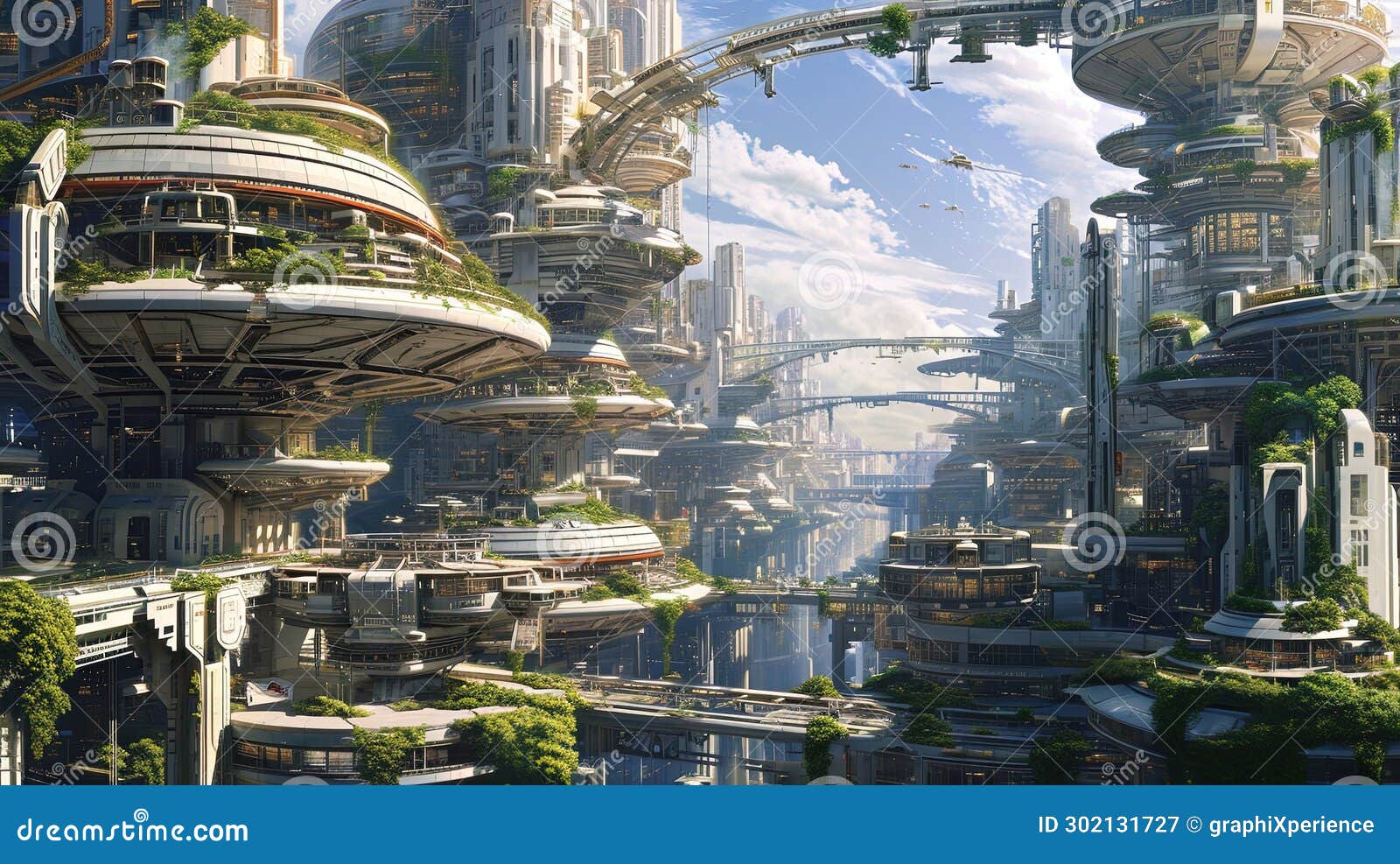 Floating Island Cities stock illustration. Illustration of island ...