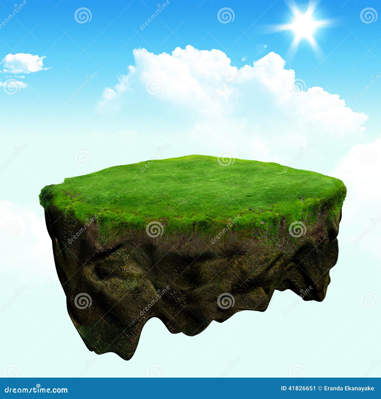 Floating Island 3d Model and Digital Illustration Stock Illustration ...