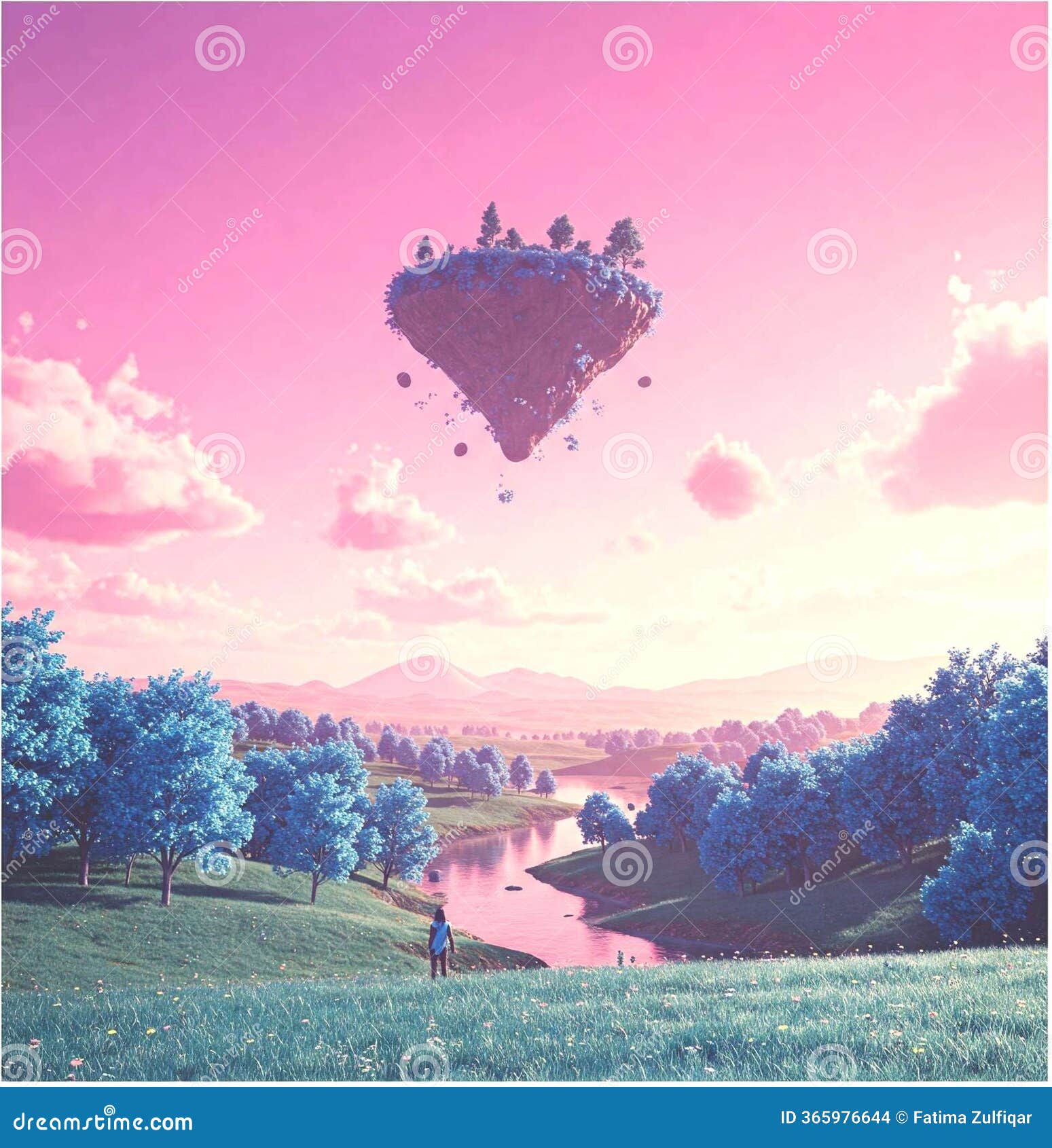 Pastel Dreamscape Symphony: Abstract Sci-Fi Landscape With Needle ...