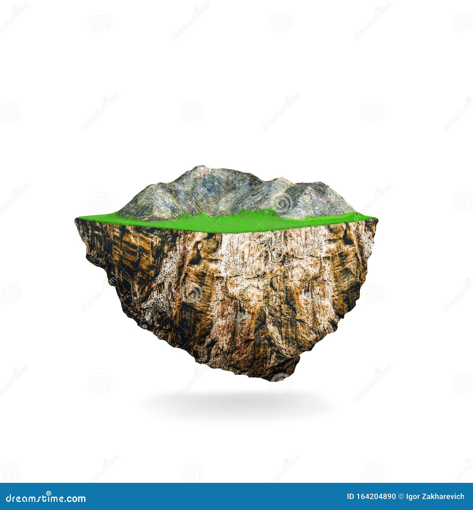 Floating Island with Rocks. Stock Illustration - Illustration of ...