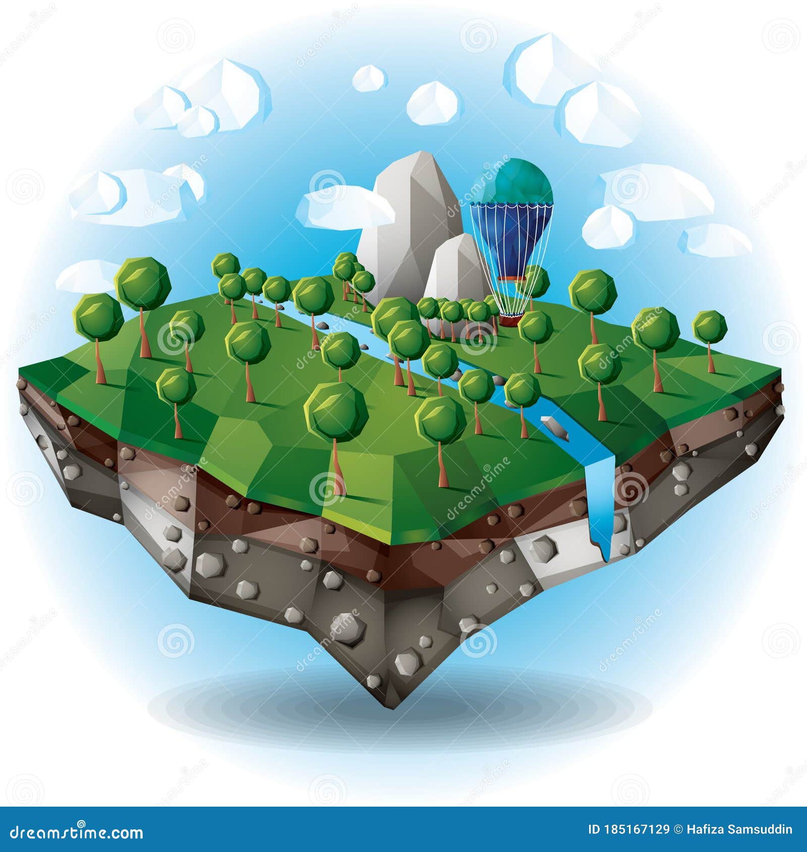 Floating Island. Vector Illustration Decorative Design Stock Vector ...