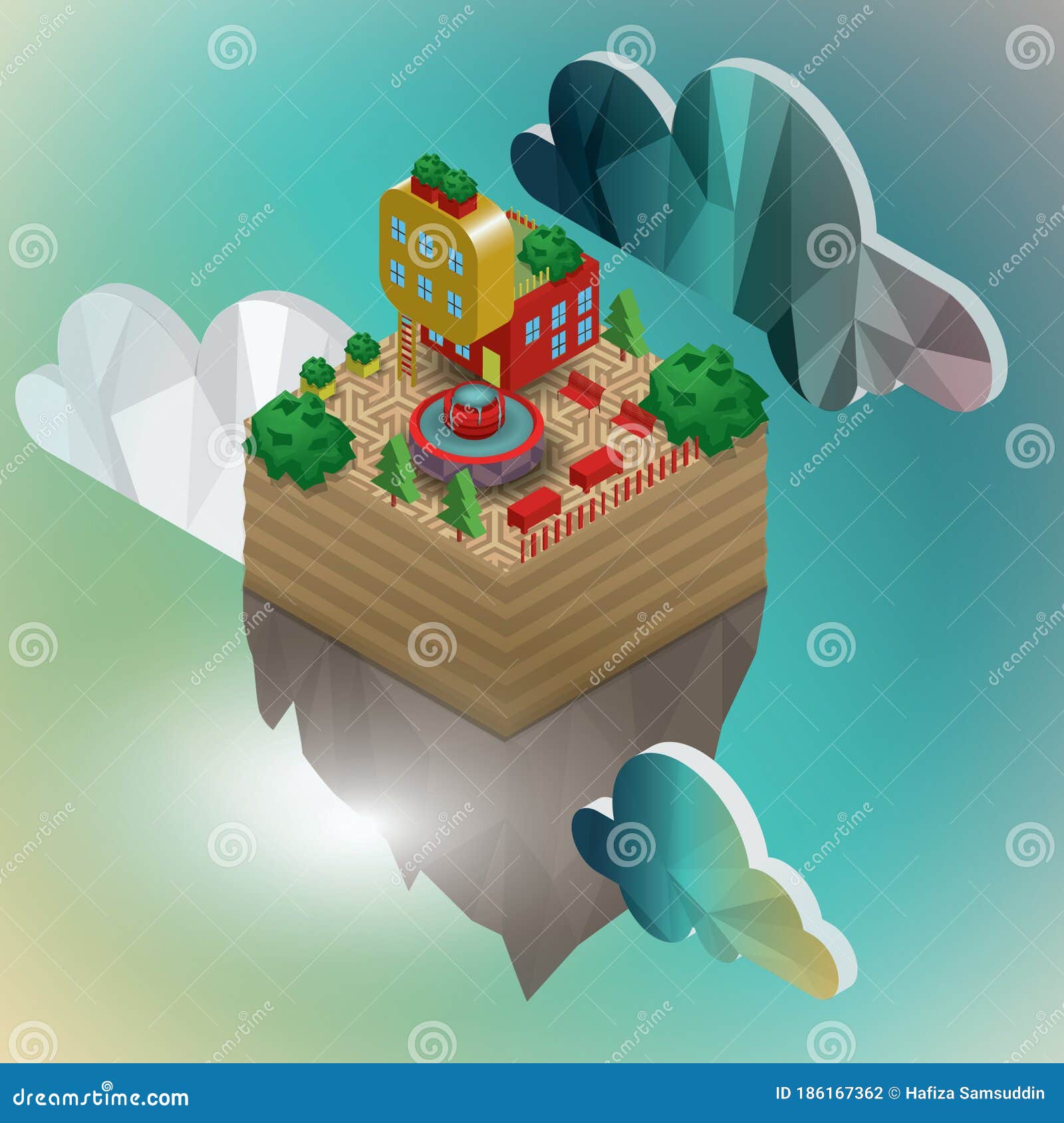 Floating Island. Vector Illustration Decorative Design Stock Vector ...