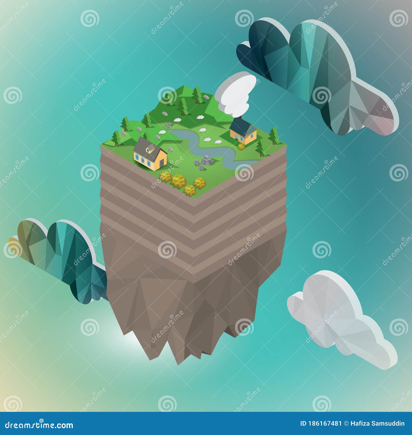 Floating Island. Vector Illustration Decorative Design Stock Vector ...