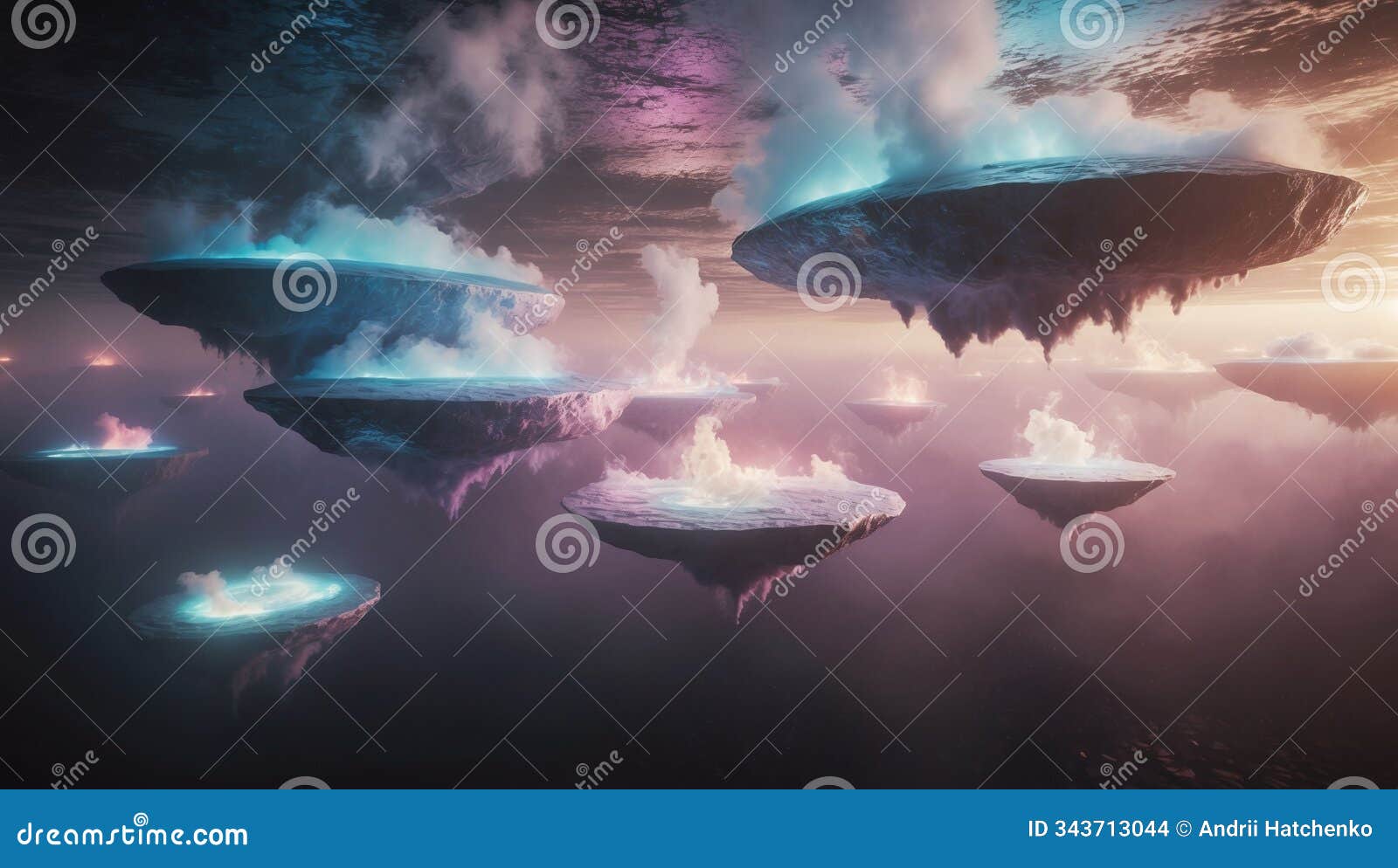 Floating Islands in a Vast Void, Representing Detachment from Reality ...