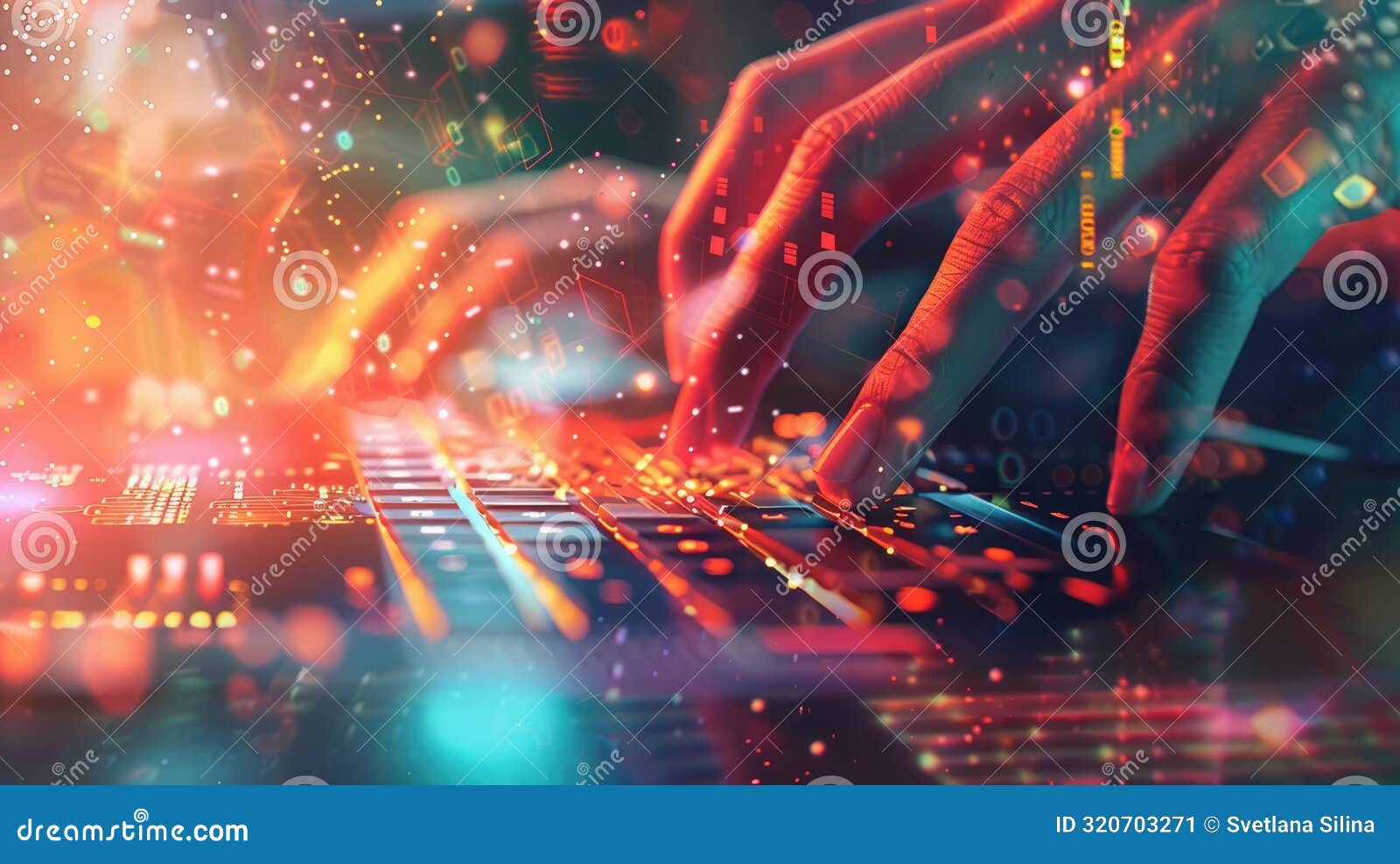 Floating Keyboard with Digital Elements, Abstract Depiction of QA ...