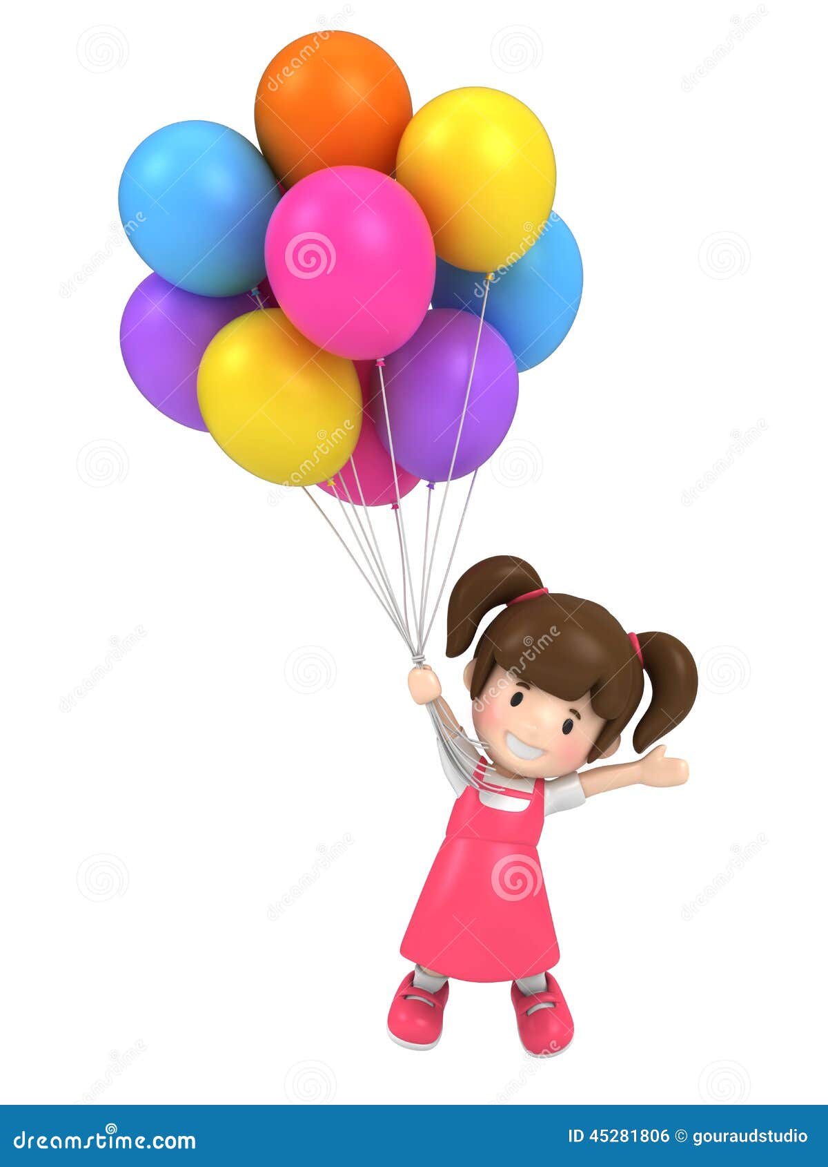 Floating kid with balloons stock illustration. Illustration of clipart ...