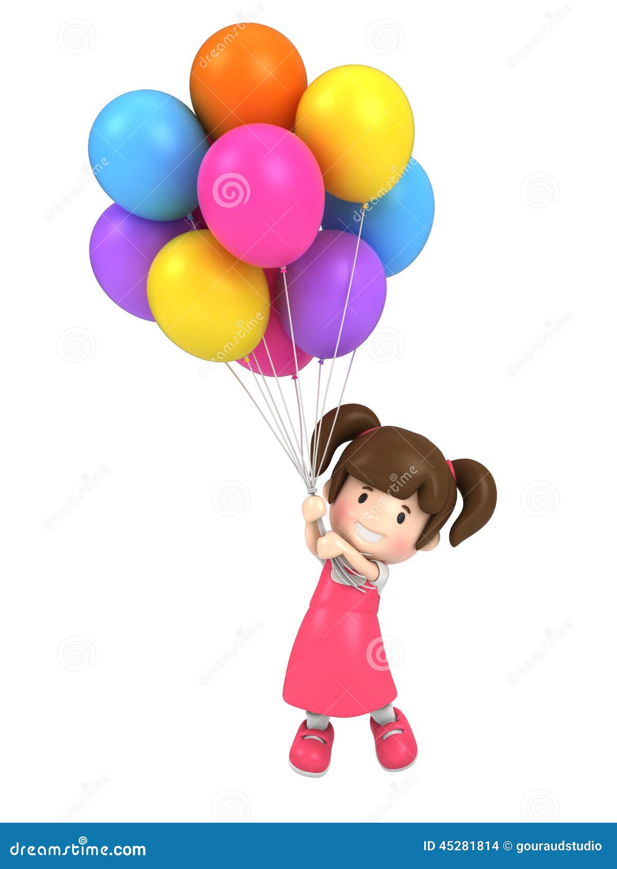 Floating kid with balloons stock illustration. Illustration of balloon ...