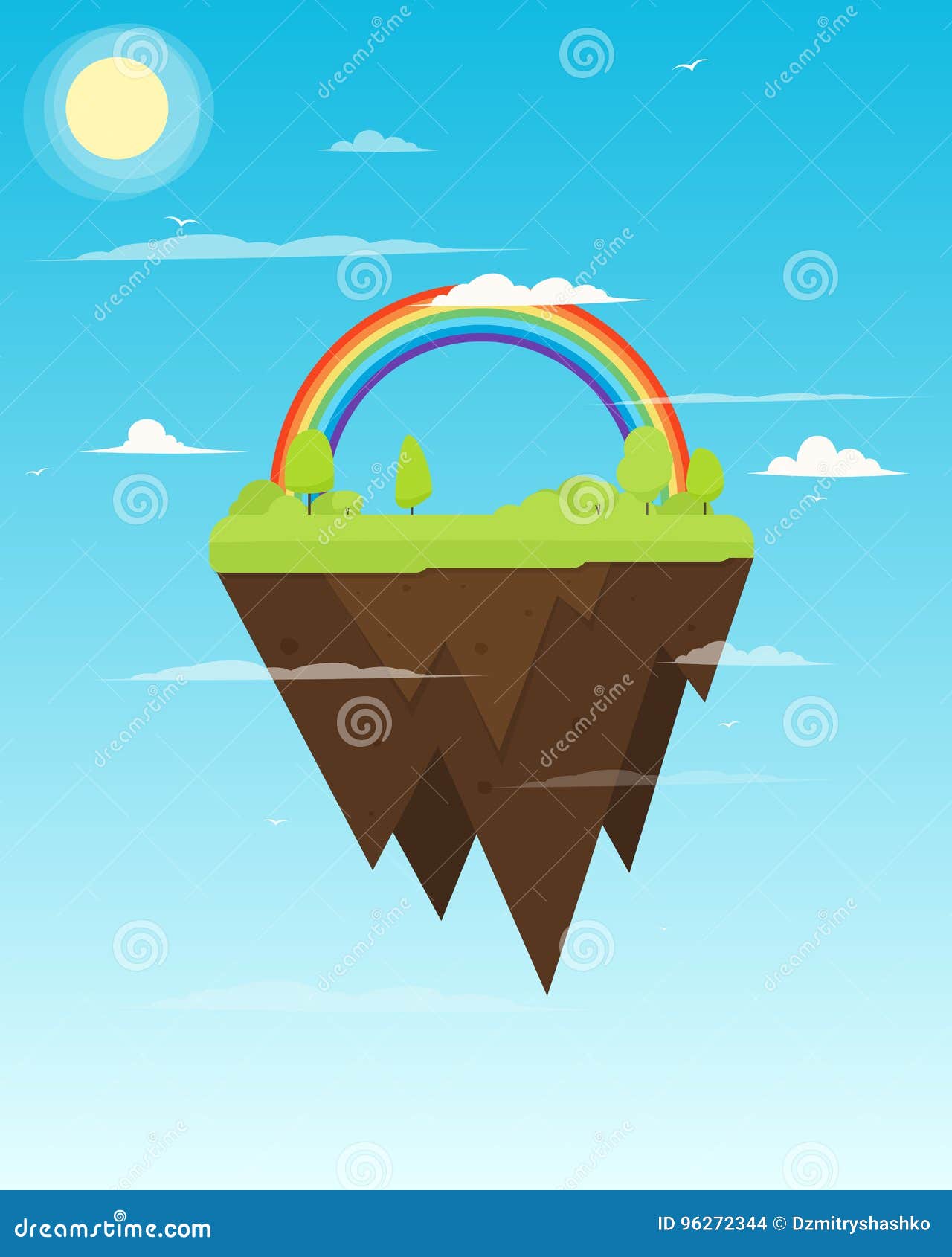 Floating land in sky stock vector. Illustration of earth - 96272344
