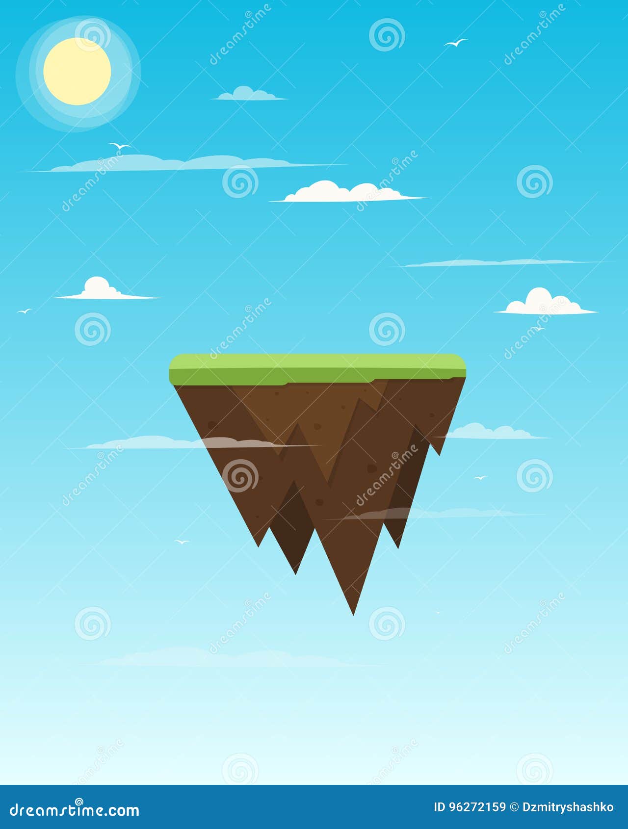 Map Pin On A Floating Land, Minuscule Lighthouse Glow, Digital ...