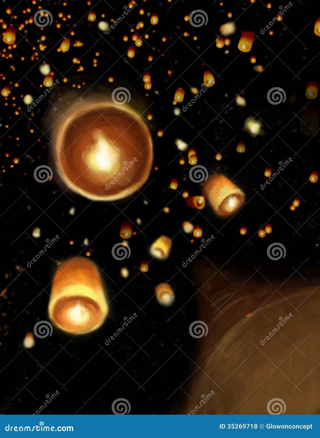 Floating Lantern Festival Illustration Stock Illustration ...