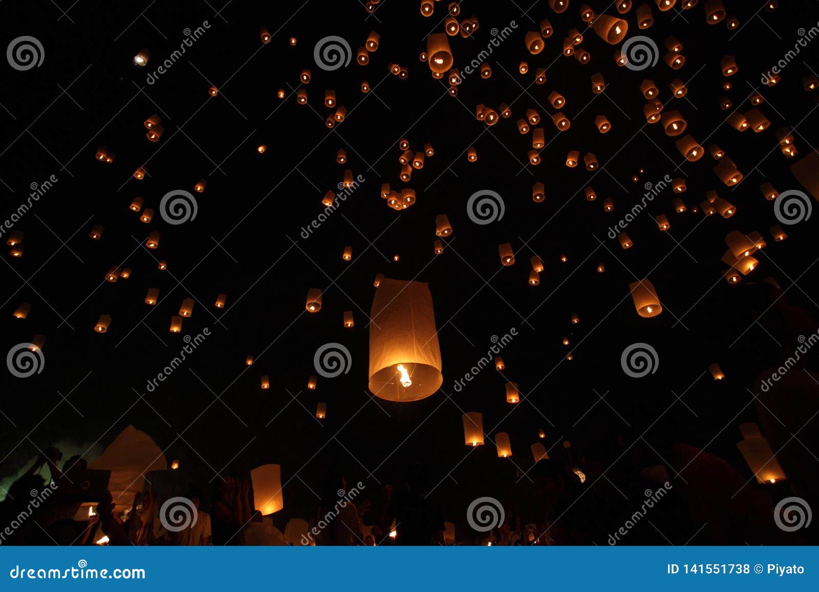 Floating lantern stock photo. Image of attraction, night - 141551738