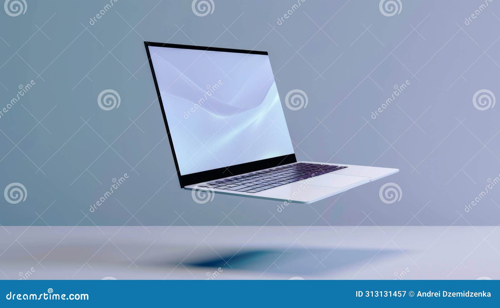 Floating Laptop Mockup with Transparent Screen Stock Image - Image of ...