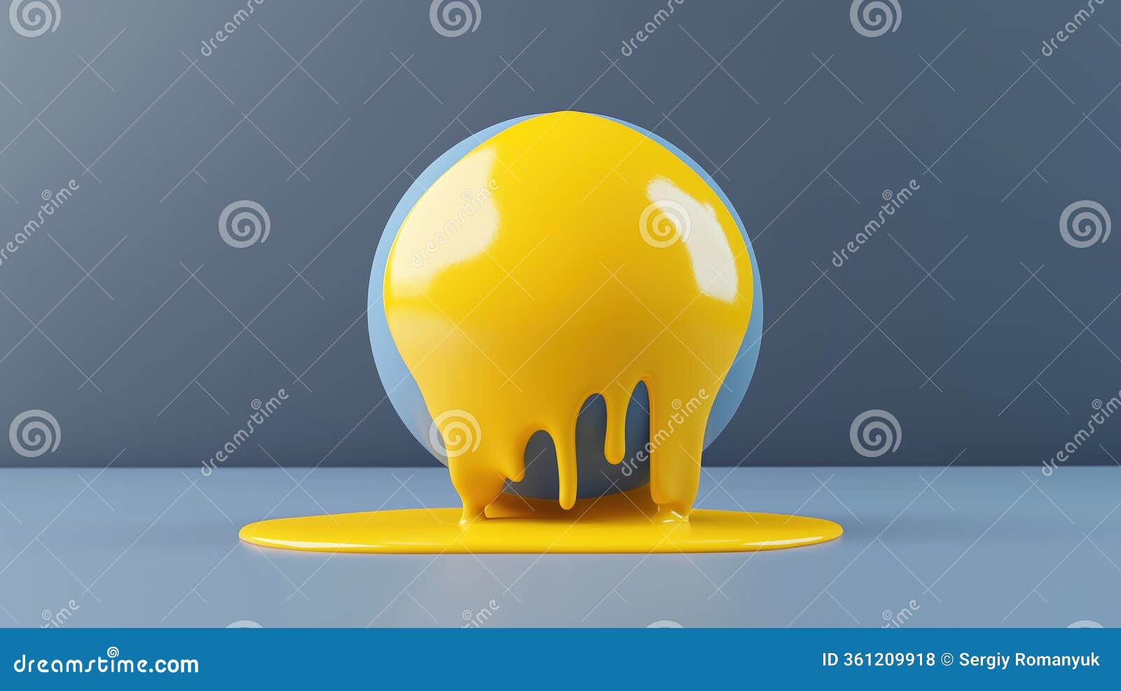 Floating Light Blue Sphere with Melting Yellow Paint Creates an ...