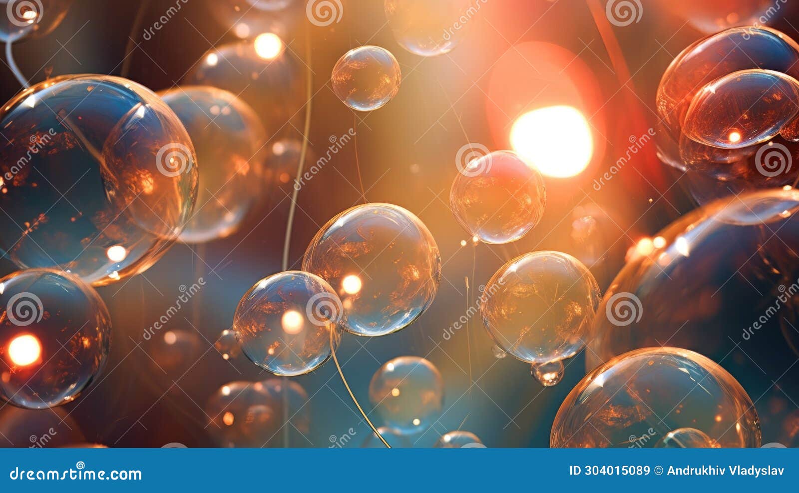 Floating Light Bubbles Closeup, Abstract Illustration Stock ...