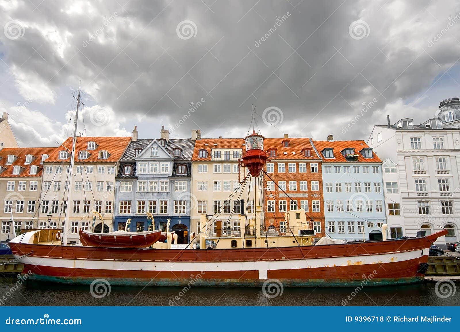 Floating Lighthouse Moored at Nyhavn Stock Photo - Image of canal ...
