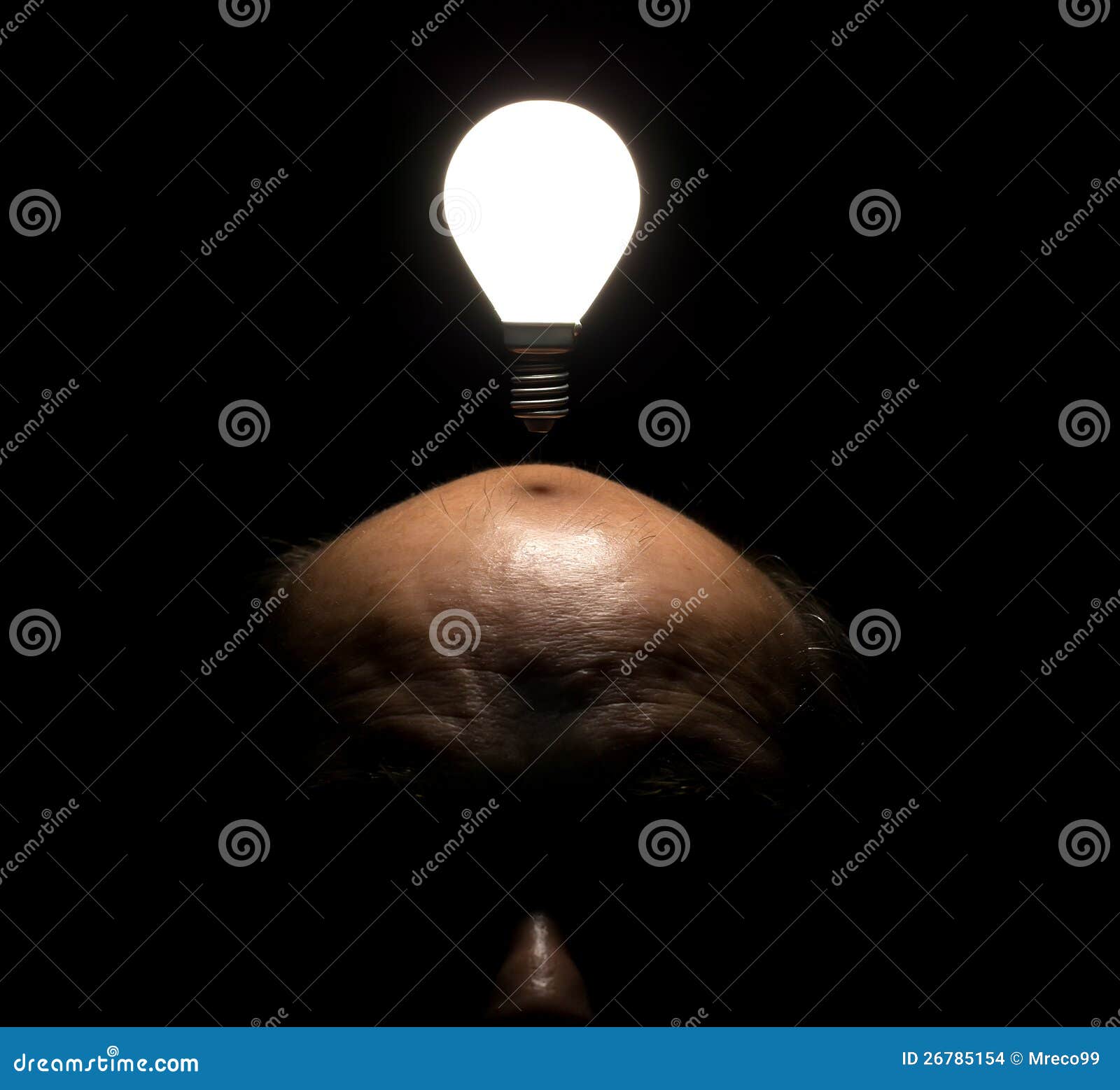 Floating Lit Lightbulb Above Human Head Stock Photo - Image of ...