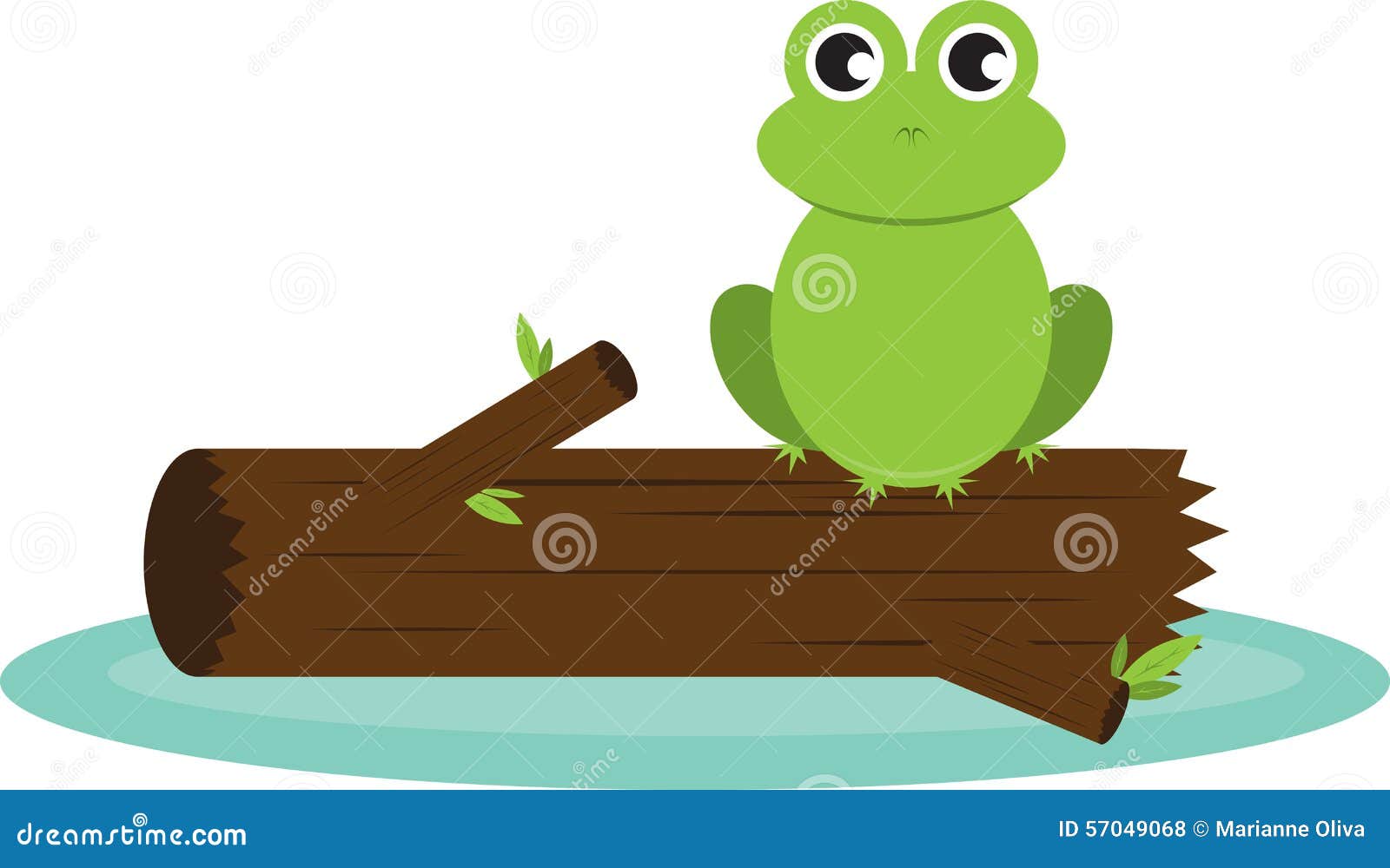 Floating Log Frog stock vector. Illustration of funny - 57049068