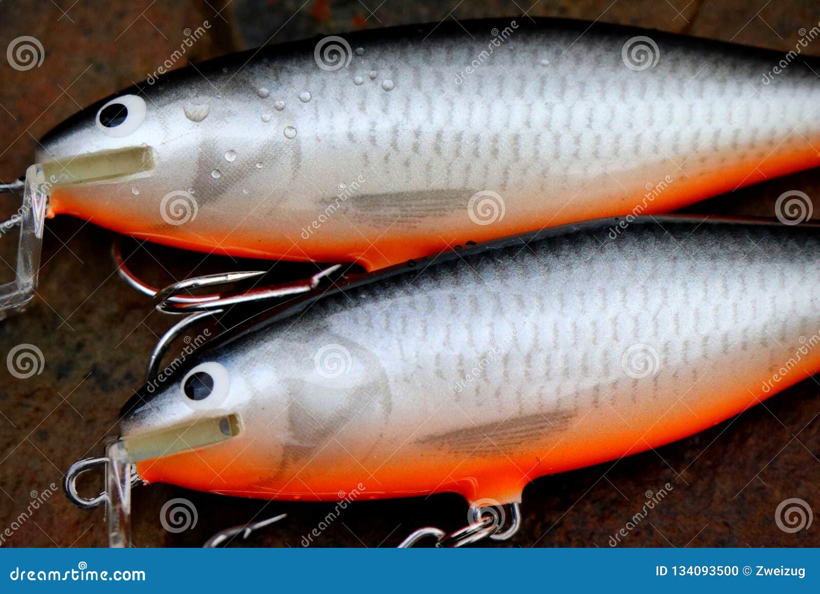 Two Handmade Floating Fishing Lures Plugs Stock Photo - Image of lure ...