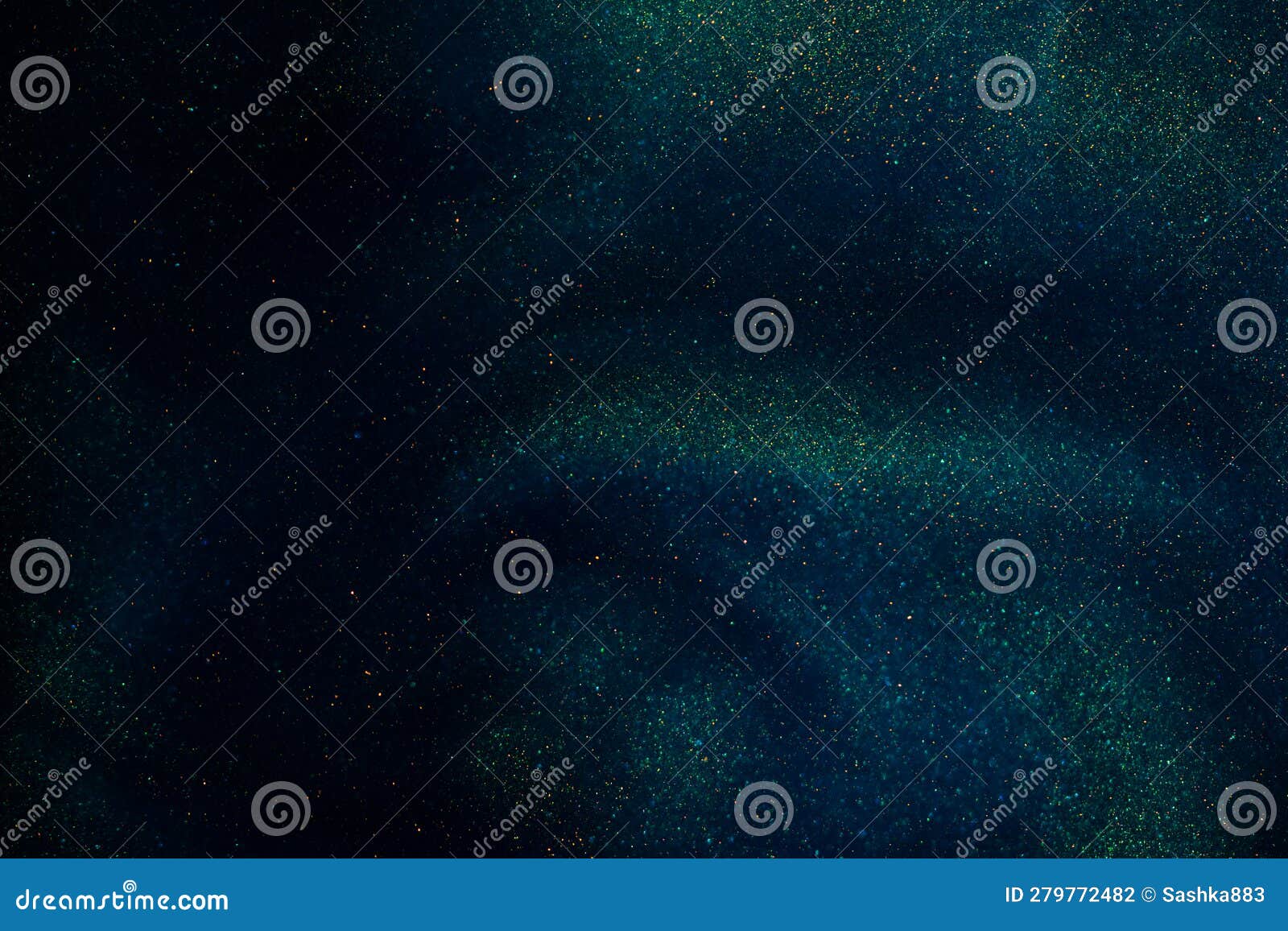Floating Magic Gold Particles in Blue Fluid. Stock Photo - Image of ...