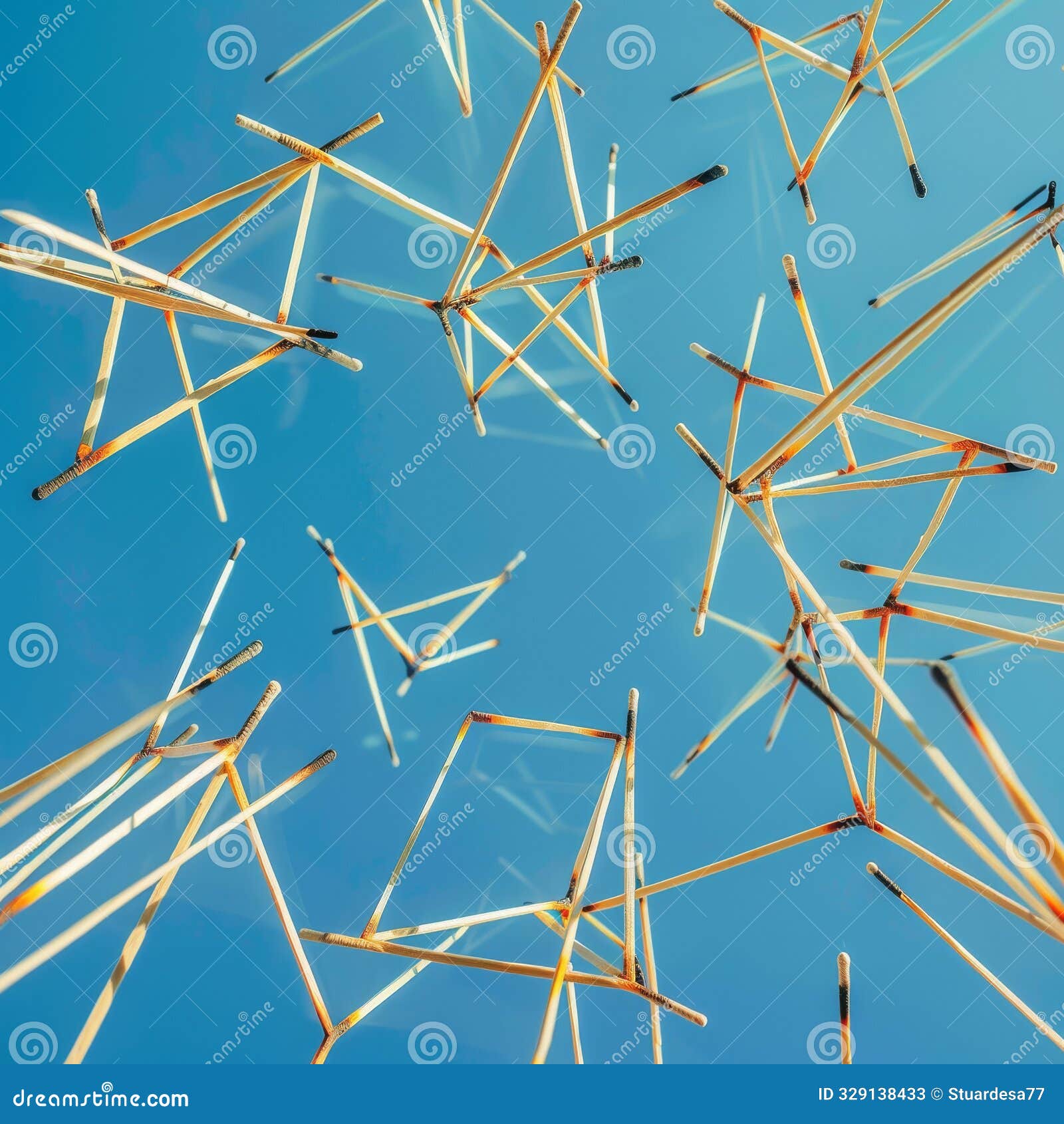 Floating Matchstick Structures in the Sky Stock Illustration ...