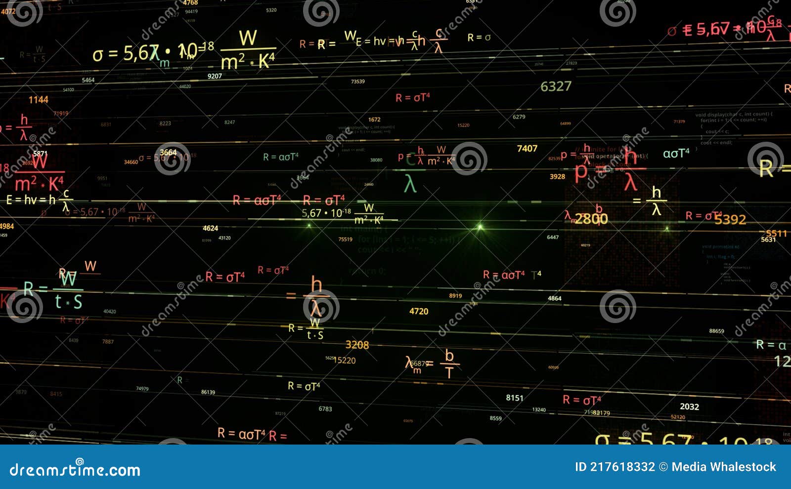 Floating Mathematical Formulas Becoming a Giant Glowing Shape on Black ...