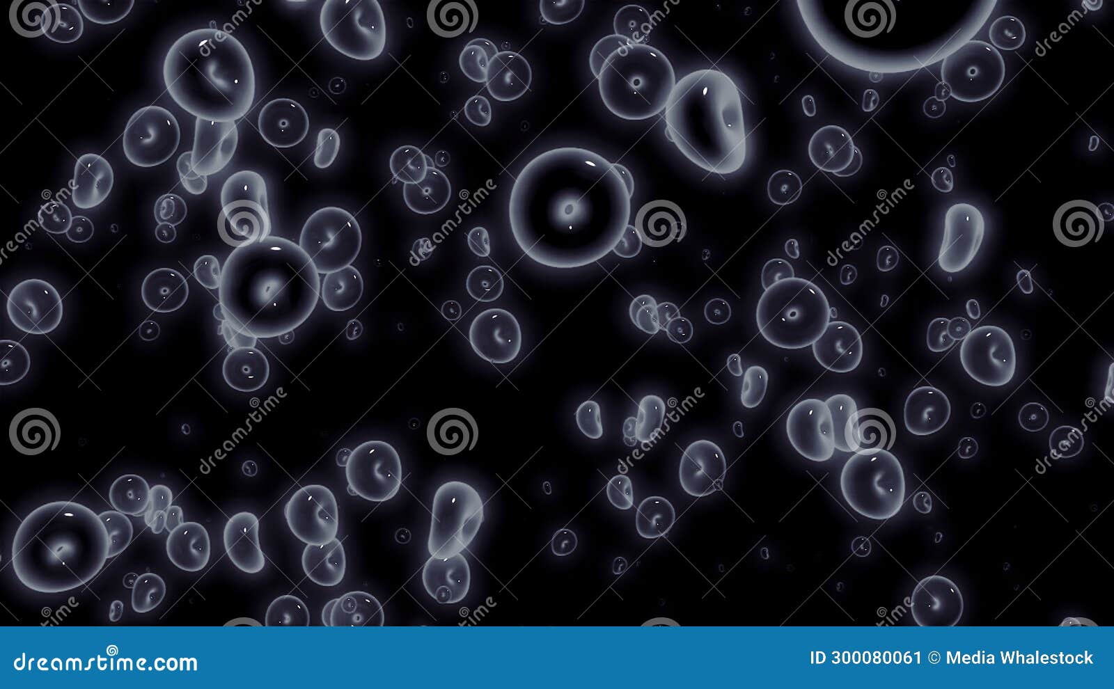 Floating Metal Bubbles in a Shape of Bagel on a Black Background ...