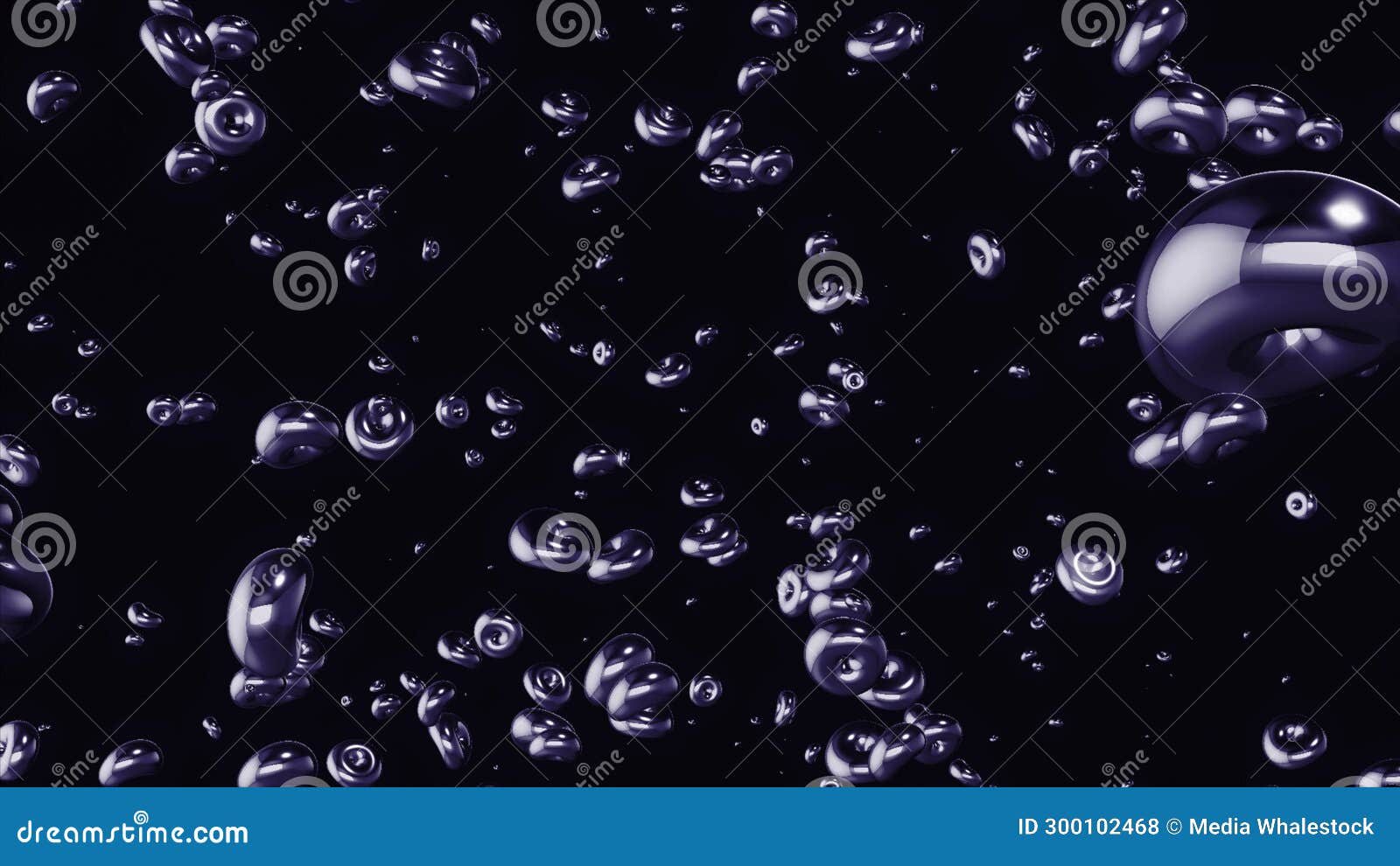 Floating Metal Bubbles in a Shape of Bagel on a Black Background ...