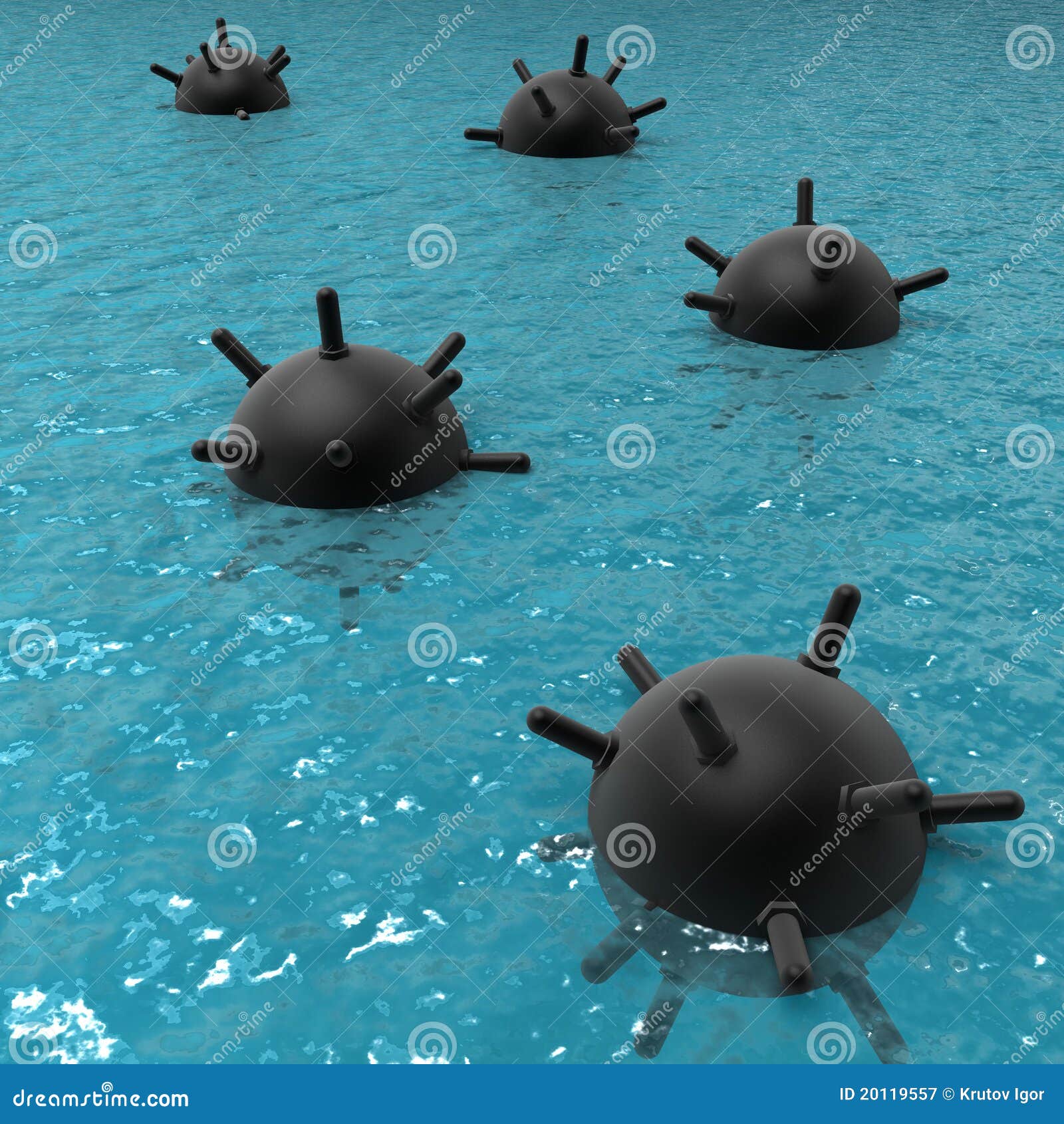 Floating mines at sea stock illustration. Illustration of warfare ...