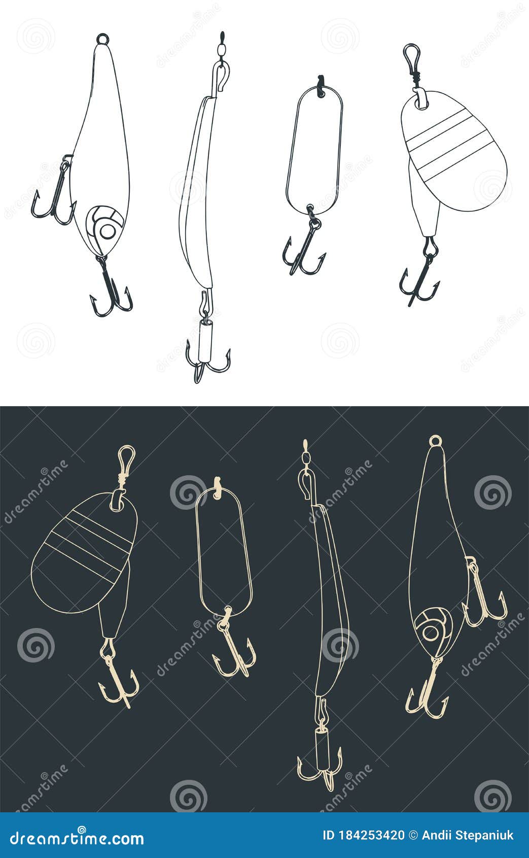 Floating Minnow Fishing Hard Lure Set Stock Vector - Illustration of ...