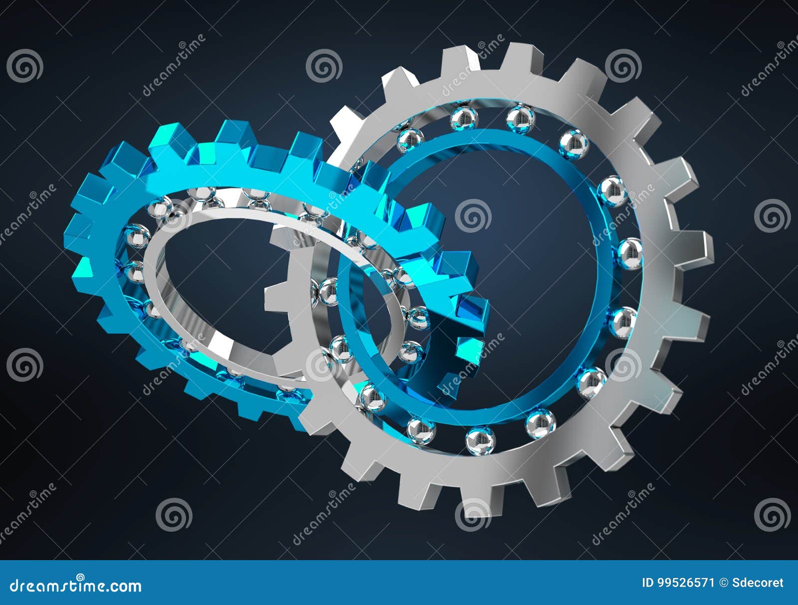 Floating Modern Gear Mechanism 3D Rendering Stock Illustration ...