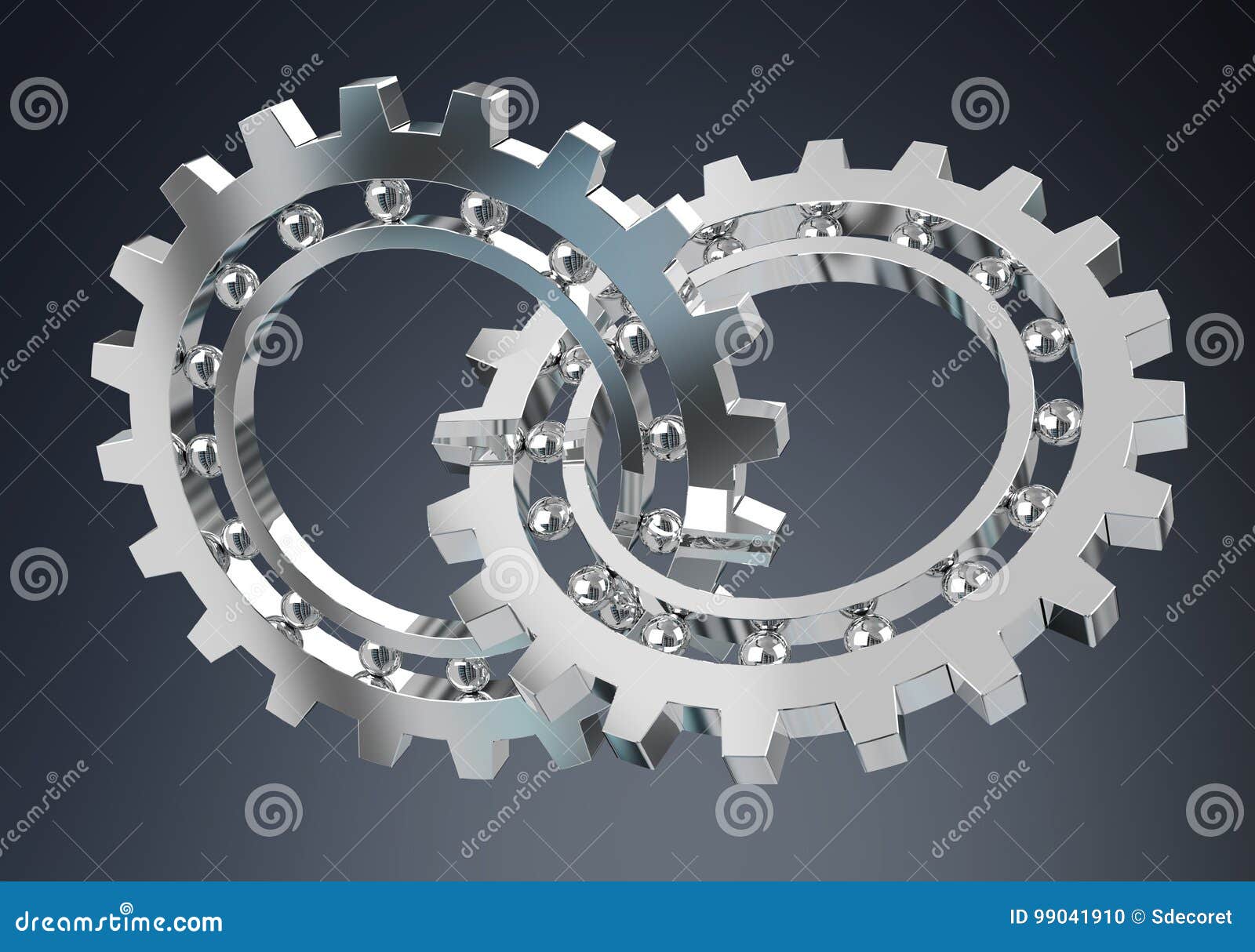 Floating Modern Gear Mechanism 3D Rendering Stock Illustration ...