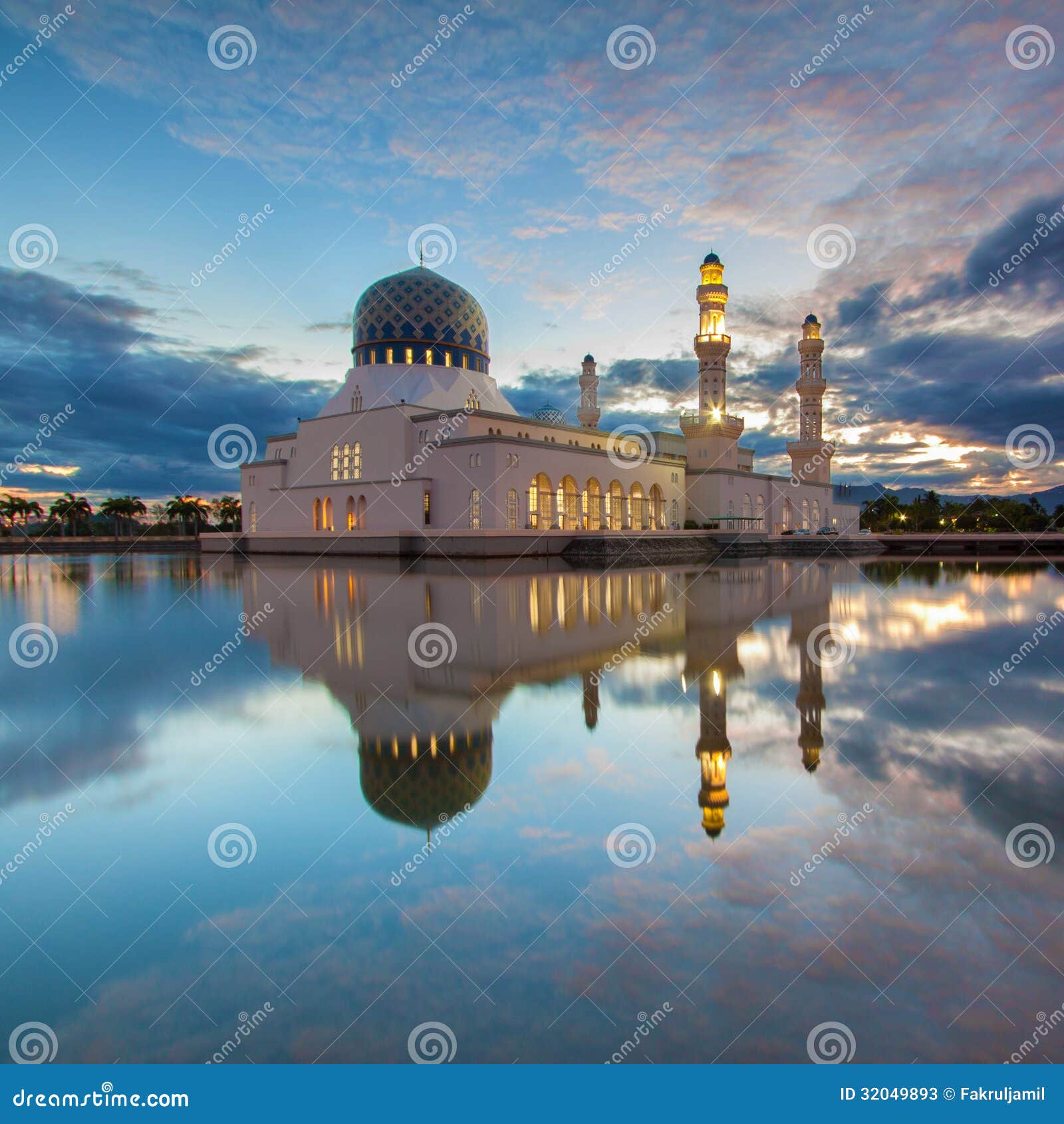 Floating Mosque Reflection stock image. Image of borneo - 32049893