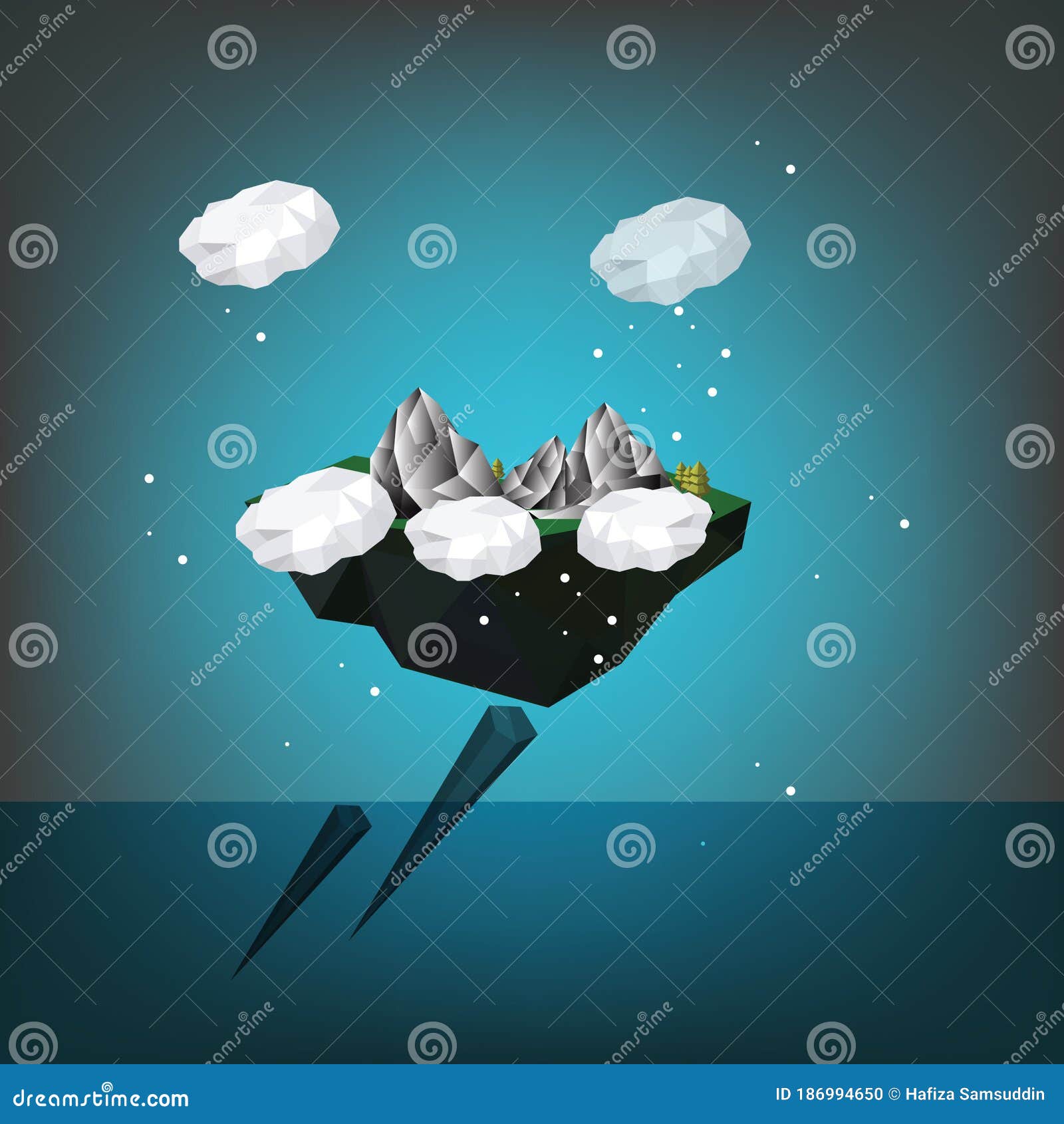 Floating Mountain Island. Vector Illustration Decorative Design Stock ...