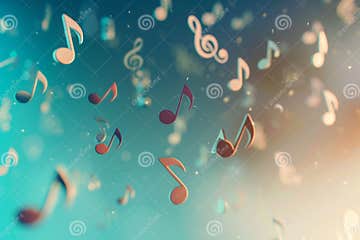 Floating Music Notes in a Blue Sky Stock Illustration - Illustration of ...