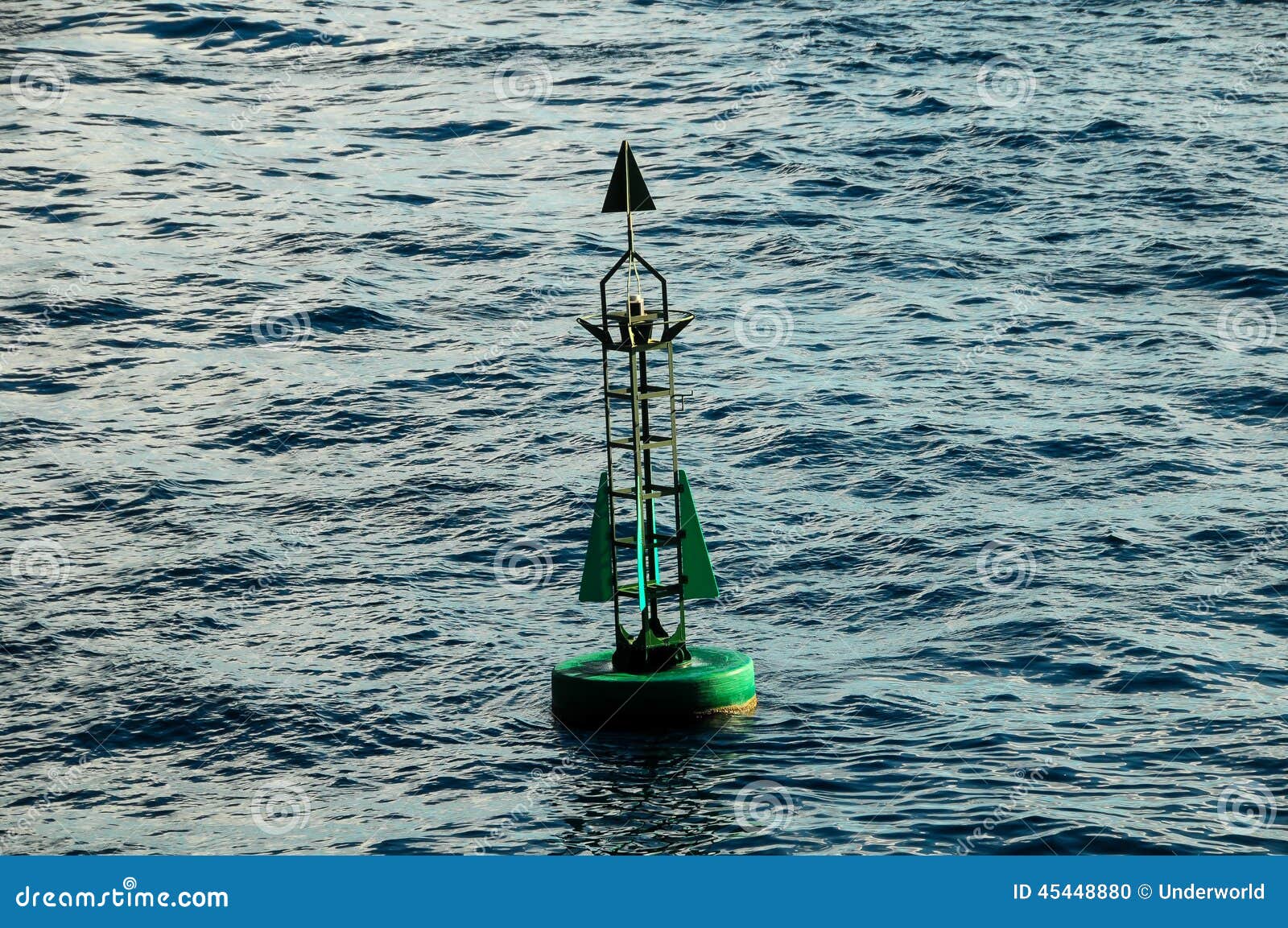 Floating Red Navigational Buoy In Open Sea Stock Photography ...