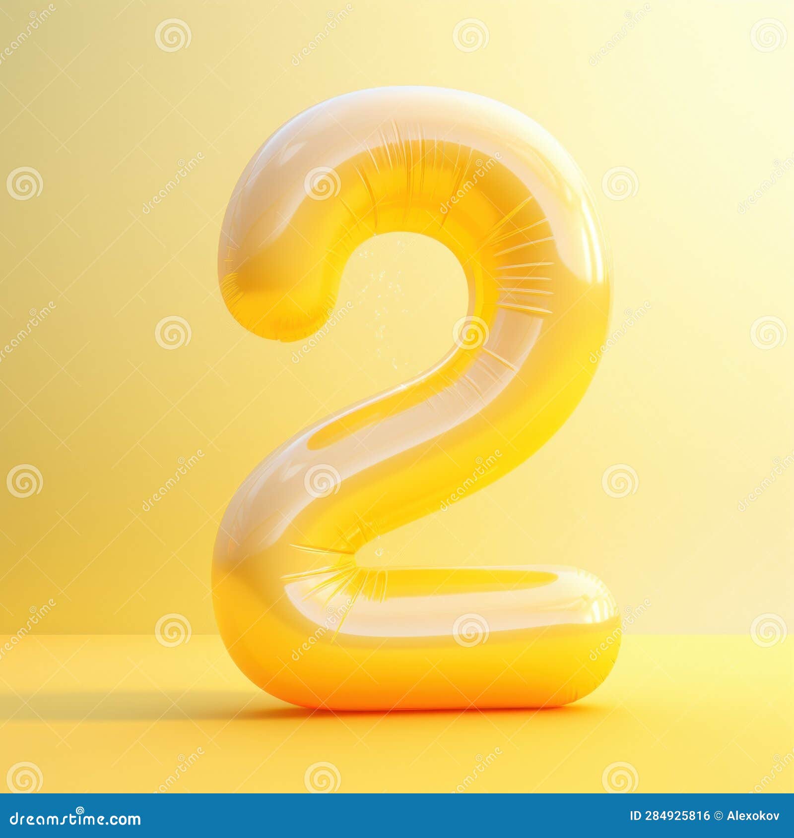Floating Number 2 Against Yellow Background AI Generated Stock ...