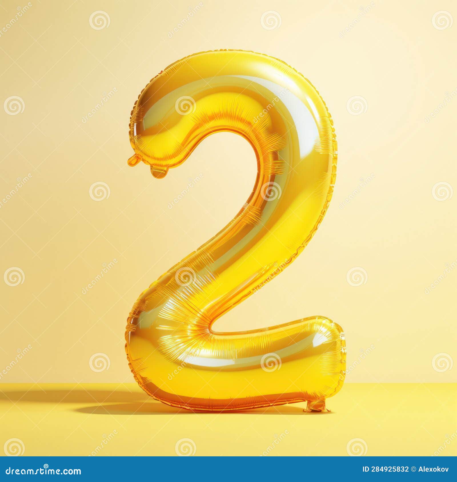 Floating Number 2 Against Yellow Background AI Generated Stock ...