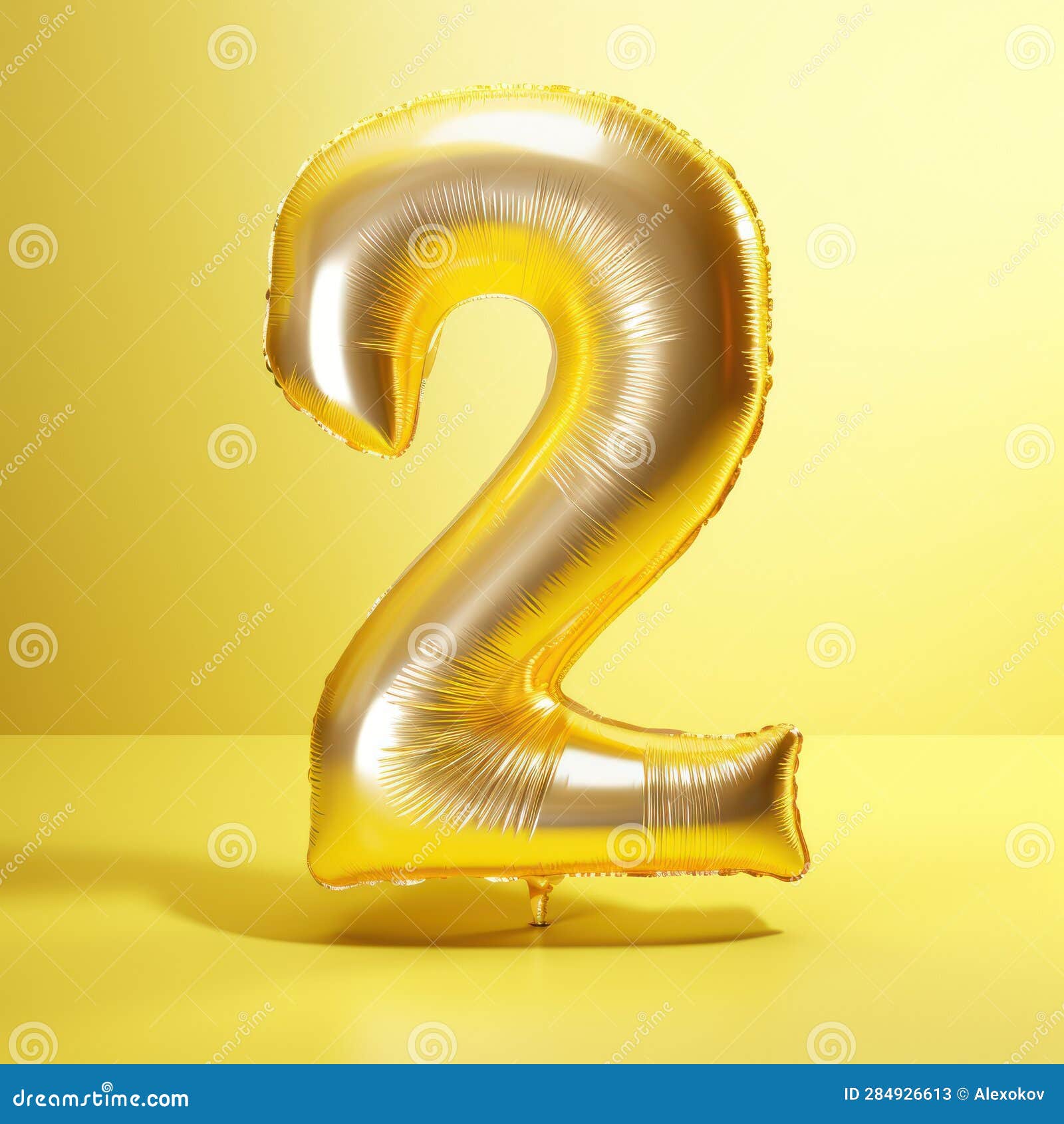 Floating Number 2 Against Yellow Background AI Generated Stock ...